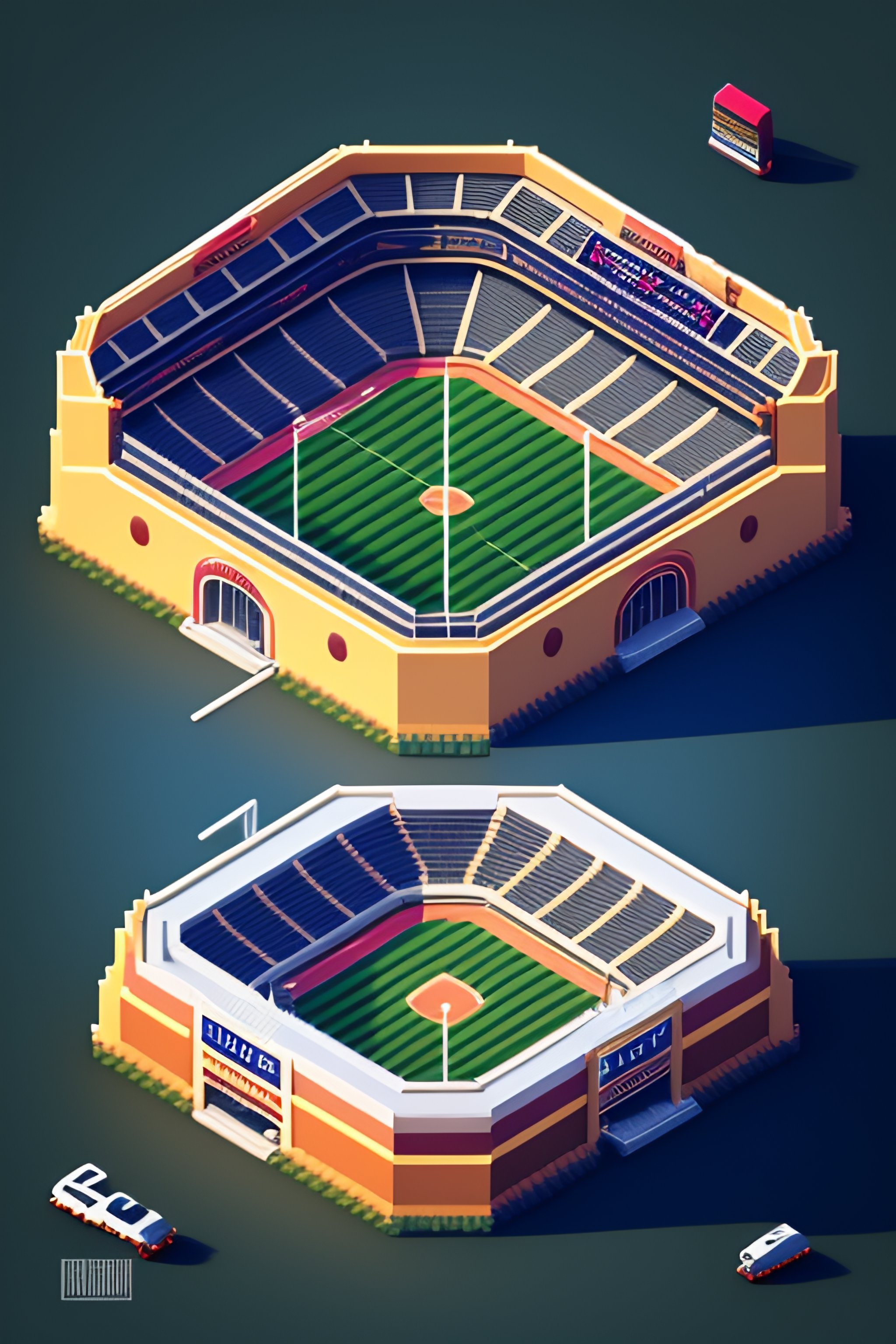 Lexica - Stadium design, hyper-realistic rendering, isometric pixelart ...