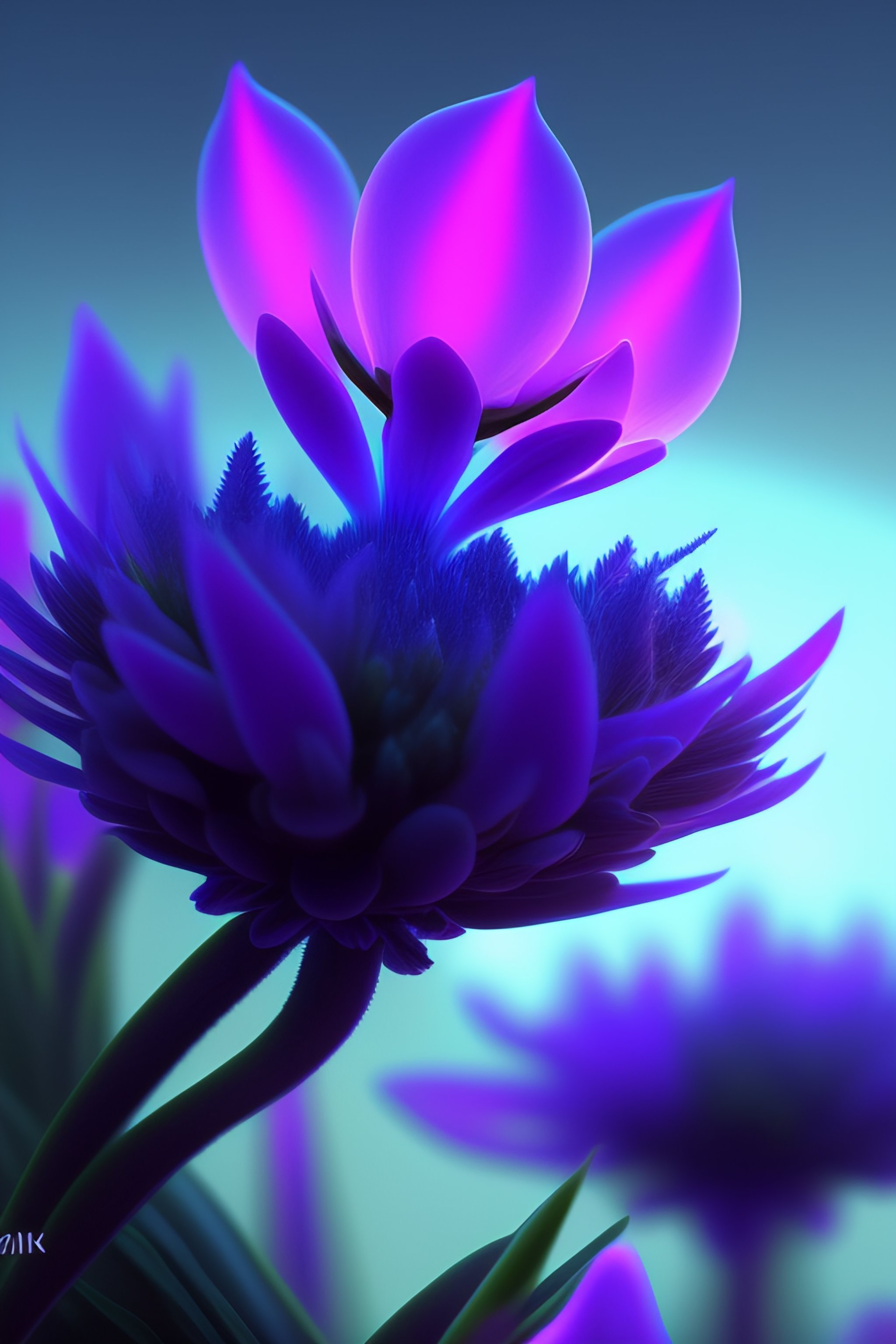 Lexica - Eerie alien flowering plants, game concept art, blue ...