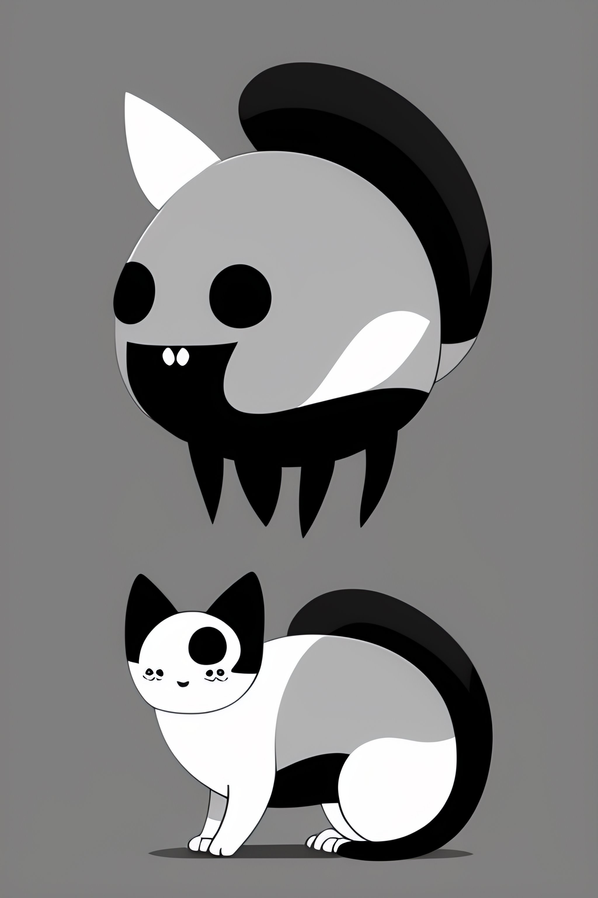 Lexica - A flat simple black and white character design of a cute ...