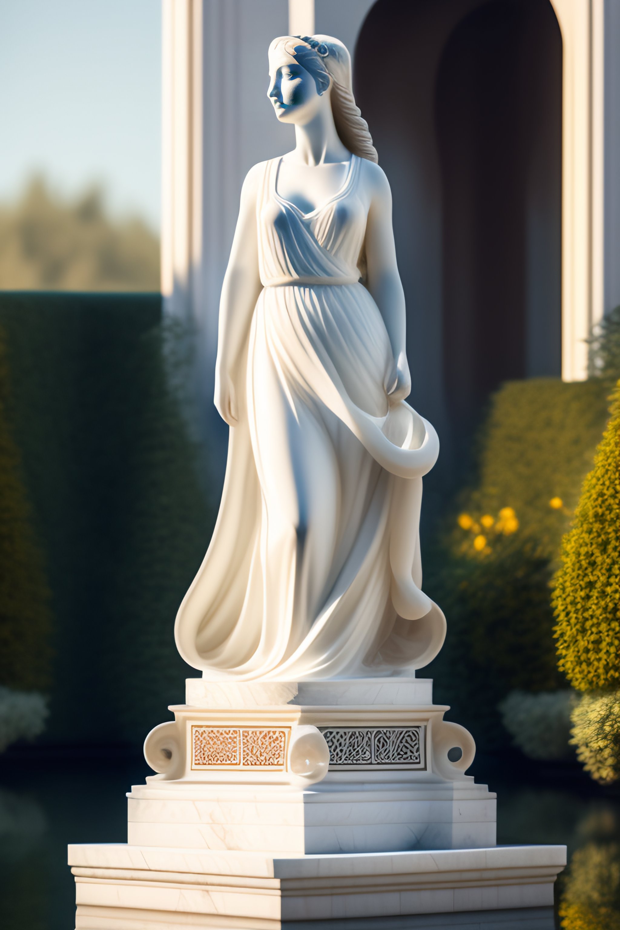 Lexica - A statue of a girl sculpted in white marble in a beautiful ...
