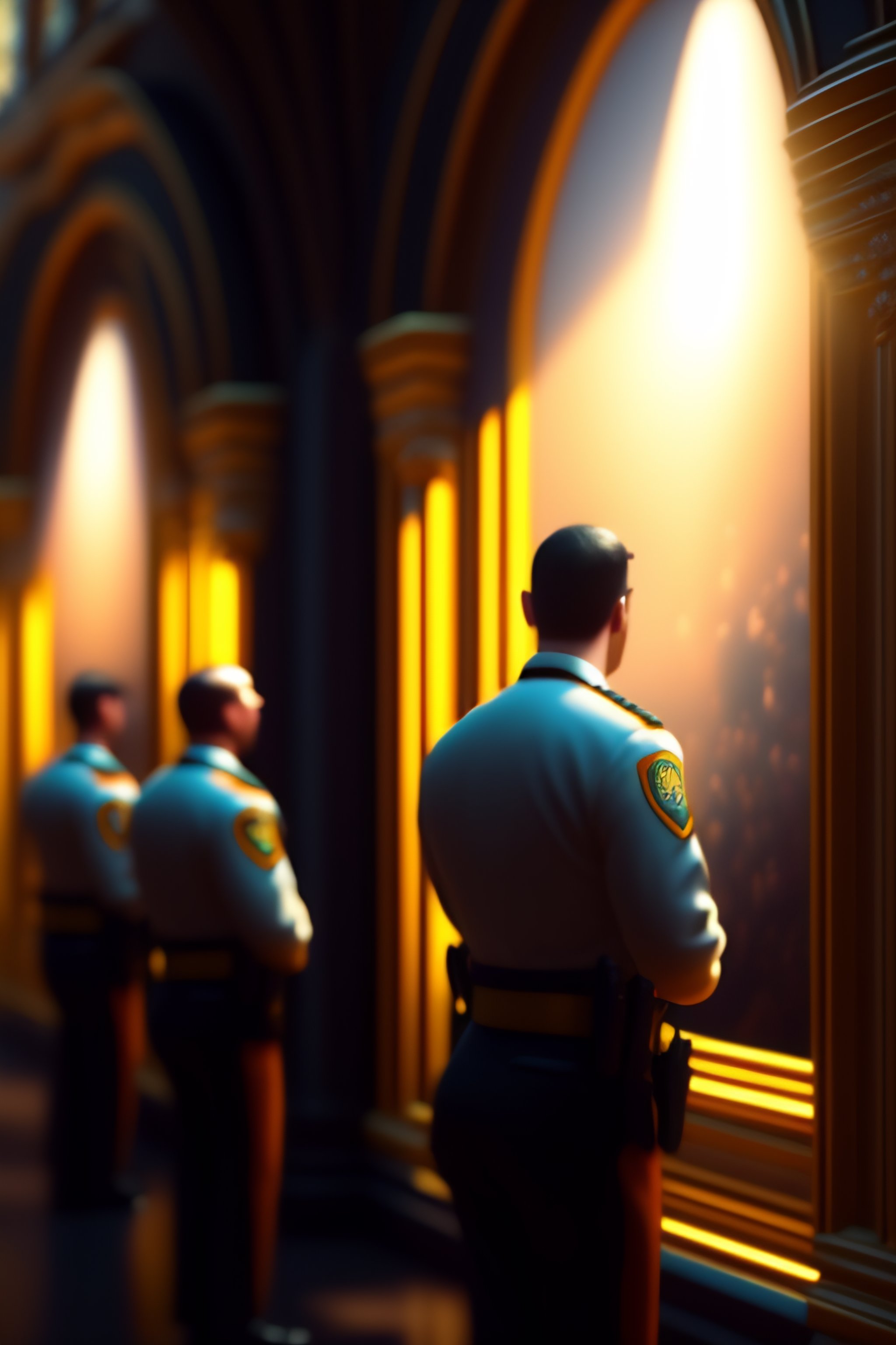 Lexica - Highly detailed closeup of Museum security guards in an art ...