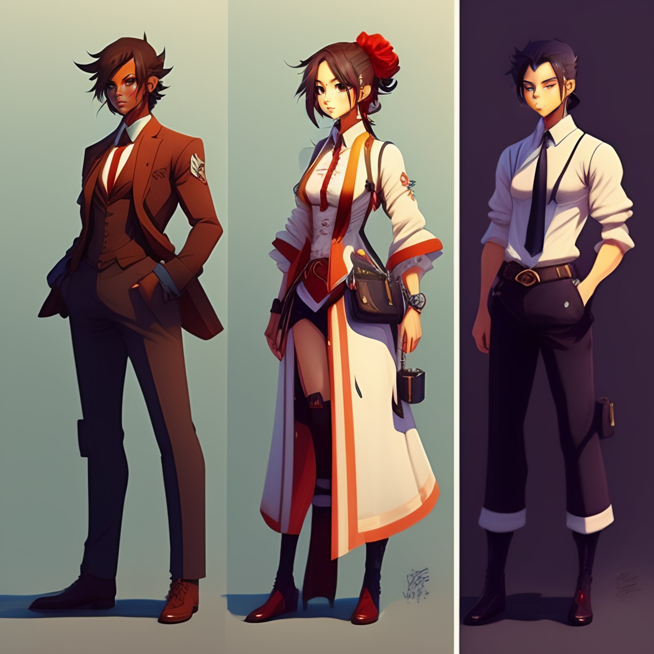 Lexica - 2D painting character full-body non-gender sketch draft style