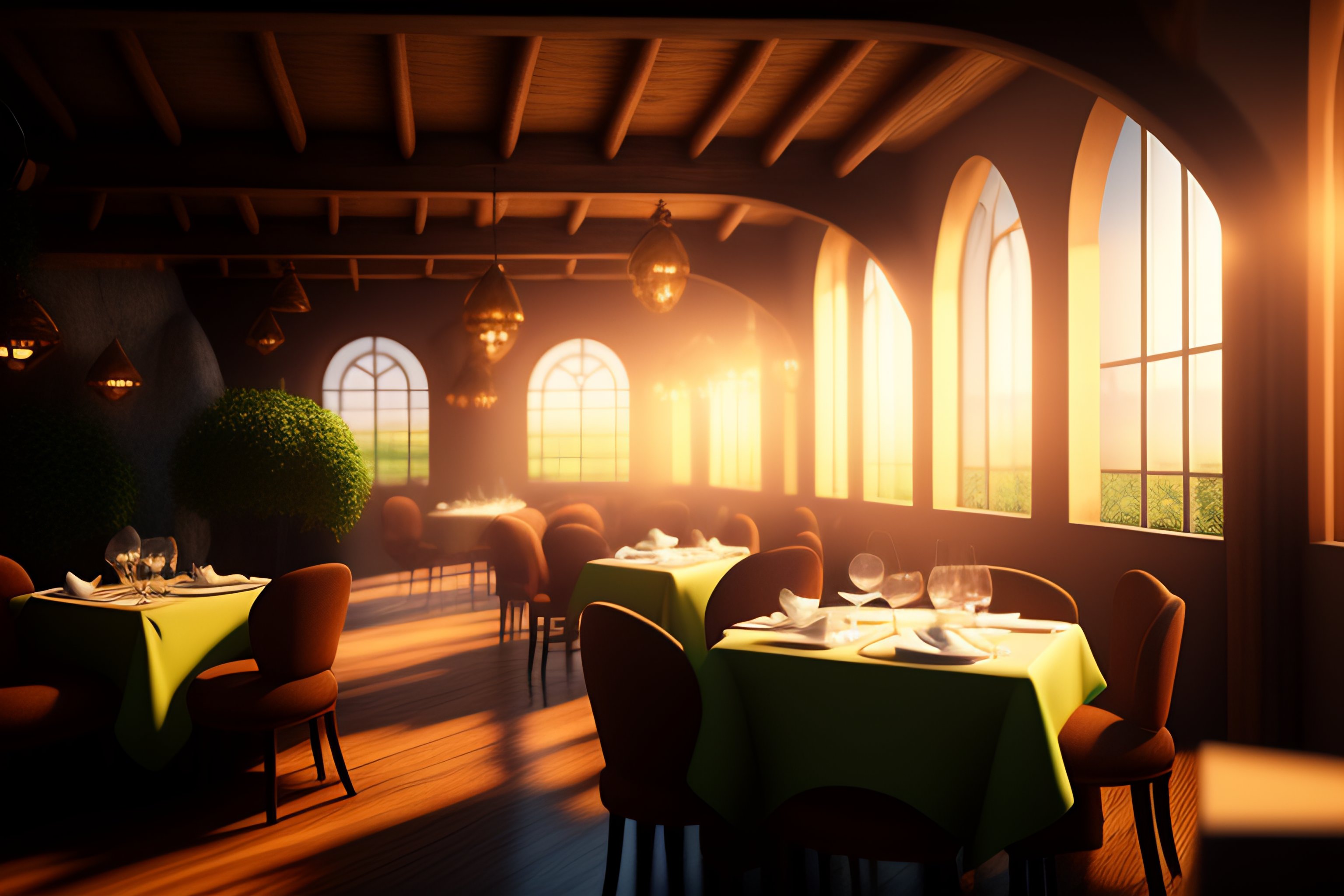 Lexica - A highly detailed restaurant, photorealistic, soft light, warm ...