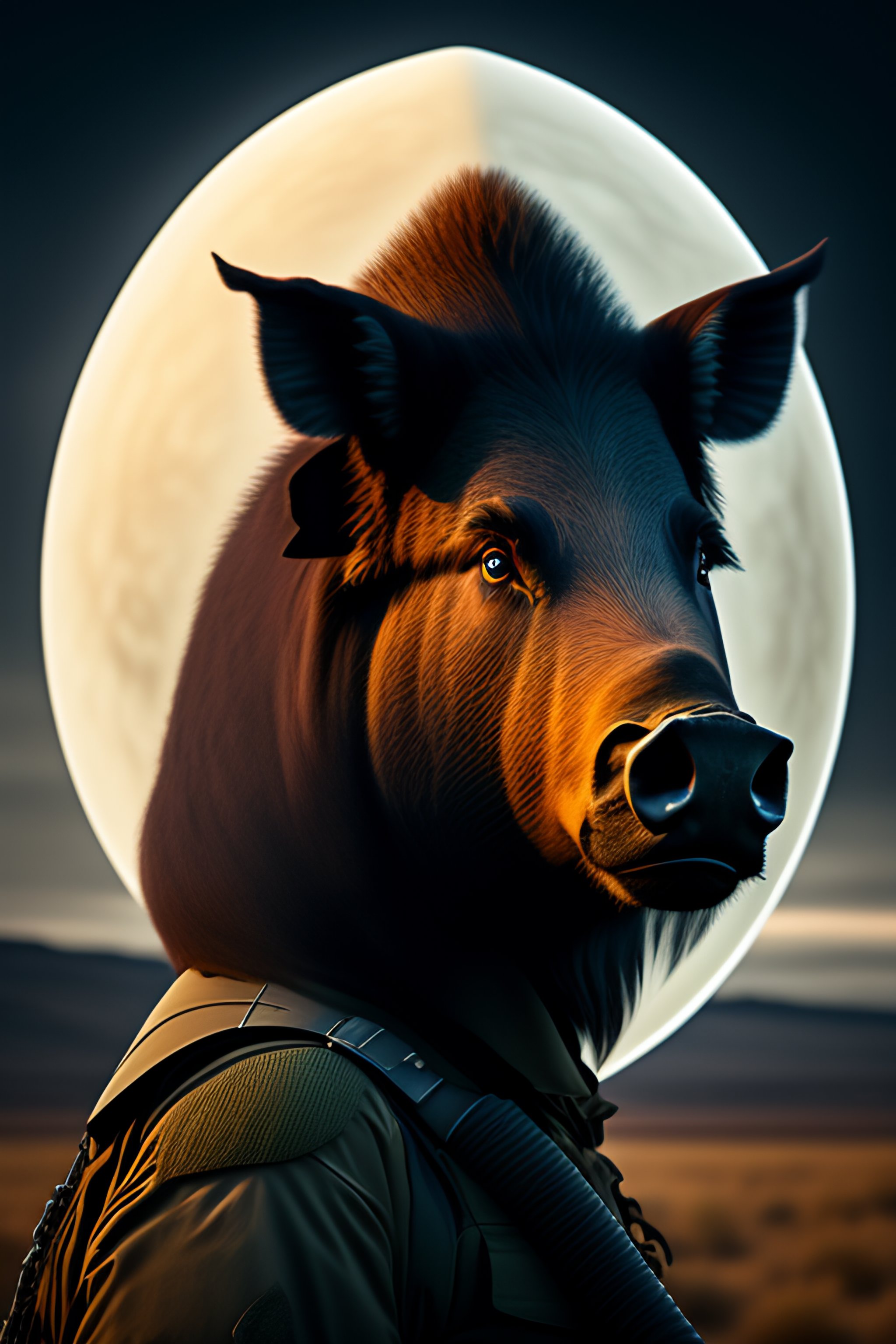 Lexica - Image of a 1800 skinwalker soldier shapeshifting into an boar