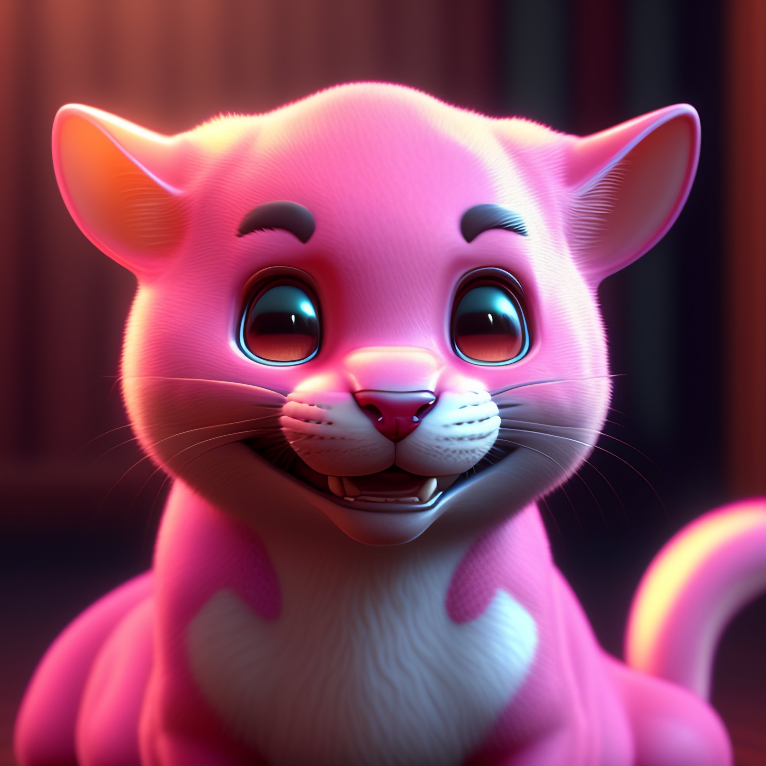 Lexica - Cute and adorable pink panther smiling, unreal engine, cozy ...