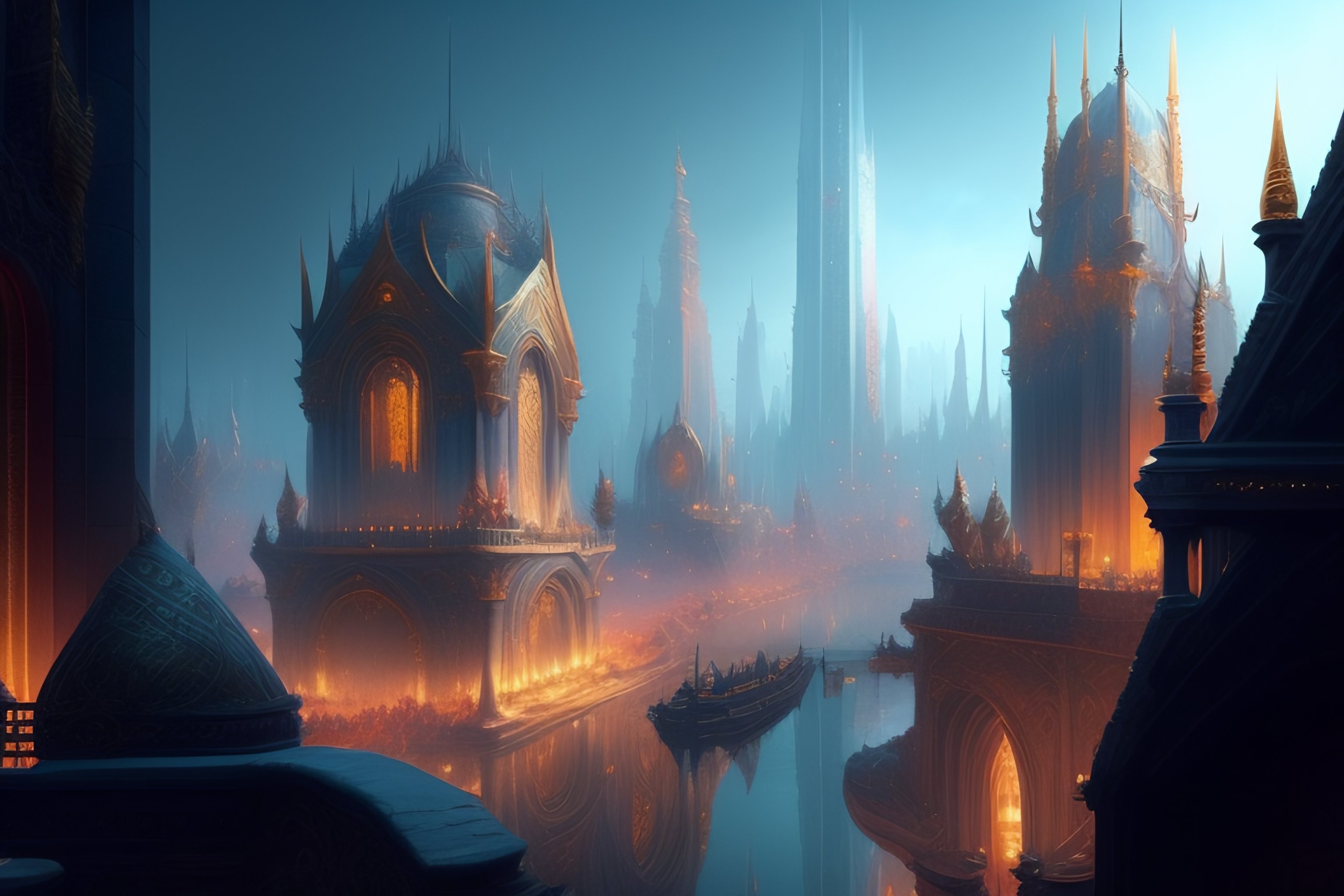 Lexica - Epic view, wide angle, elegant fantasy capital city, insanely ...