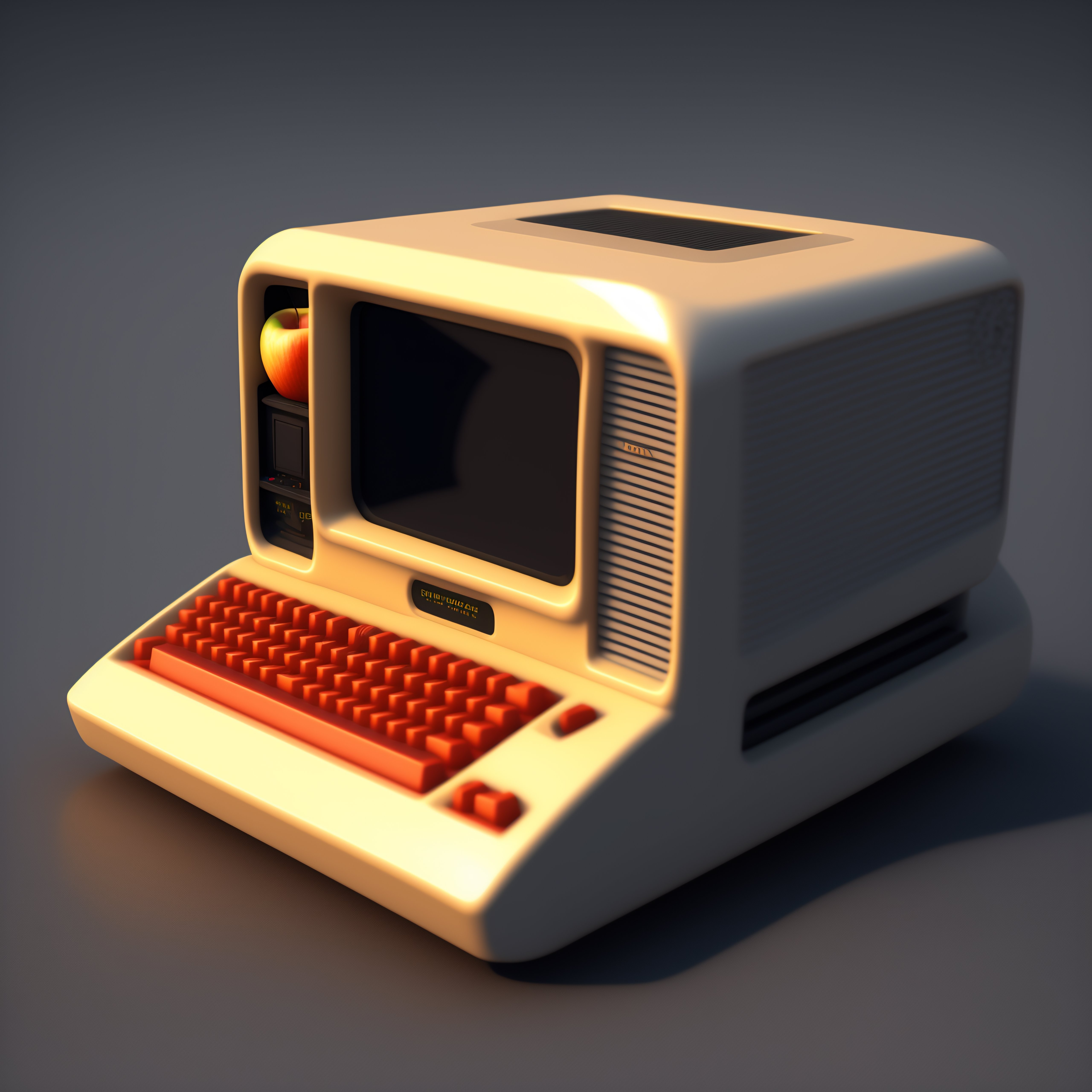 Lexica - 3D tiny classic Apple II computer render