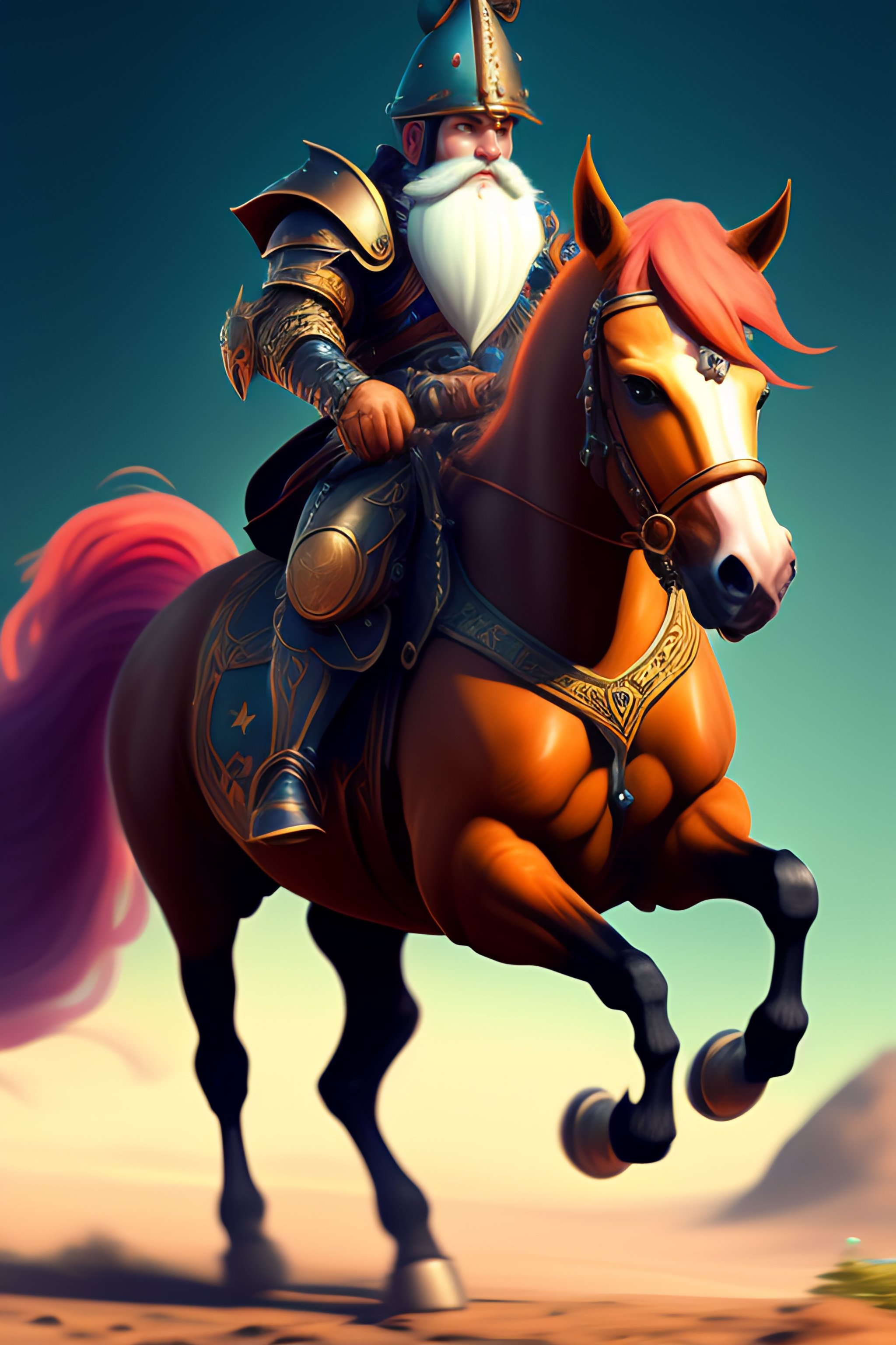 Lexica - Mechanical gnome warrior riding a clockwork horse, digital painting, artstation ...