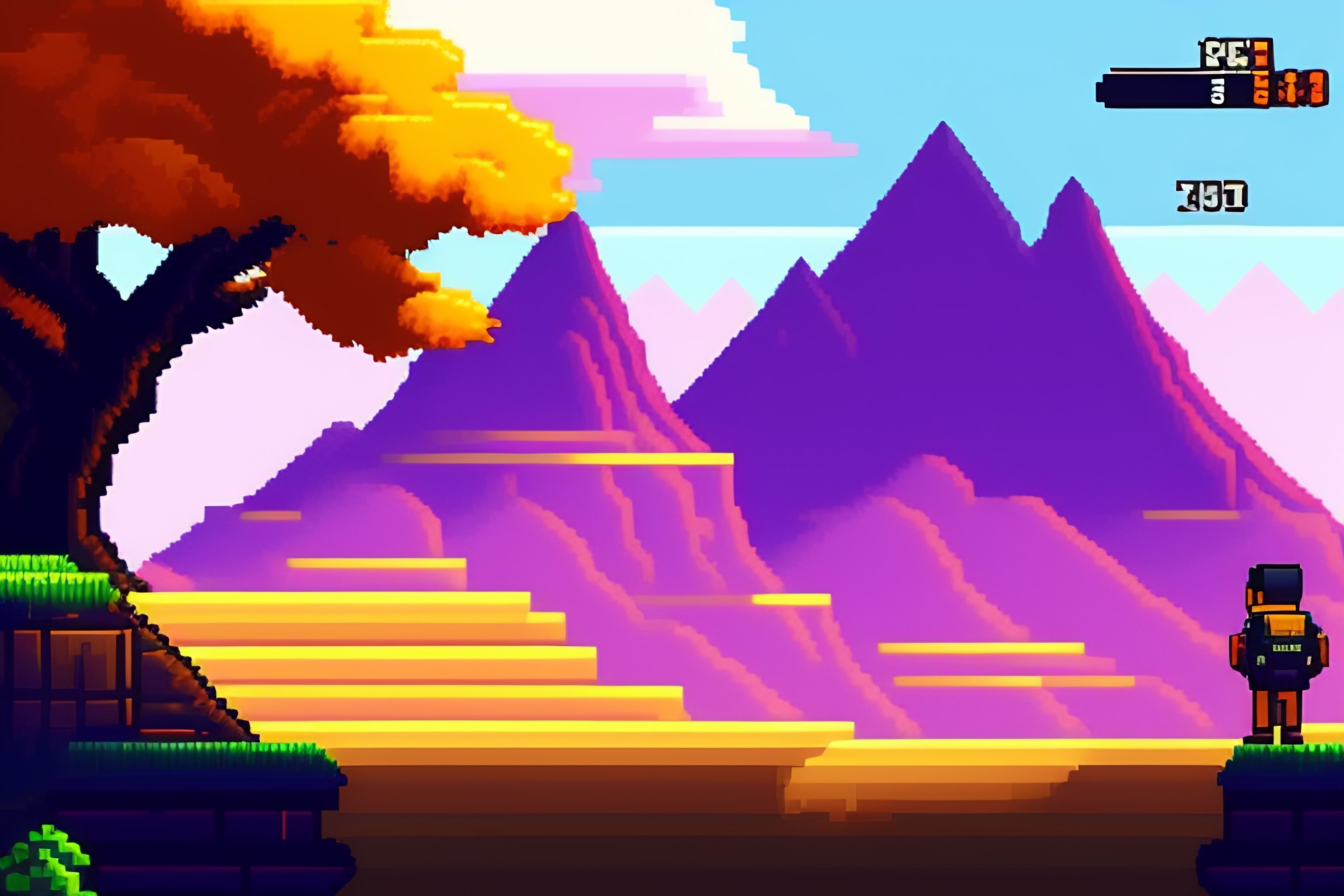 Lexica - Pixel art, video game style, the lead character looking at the ...