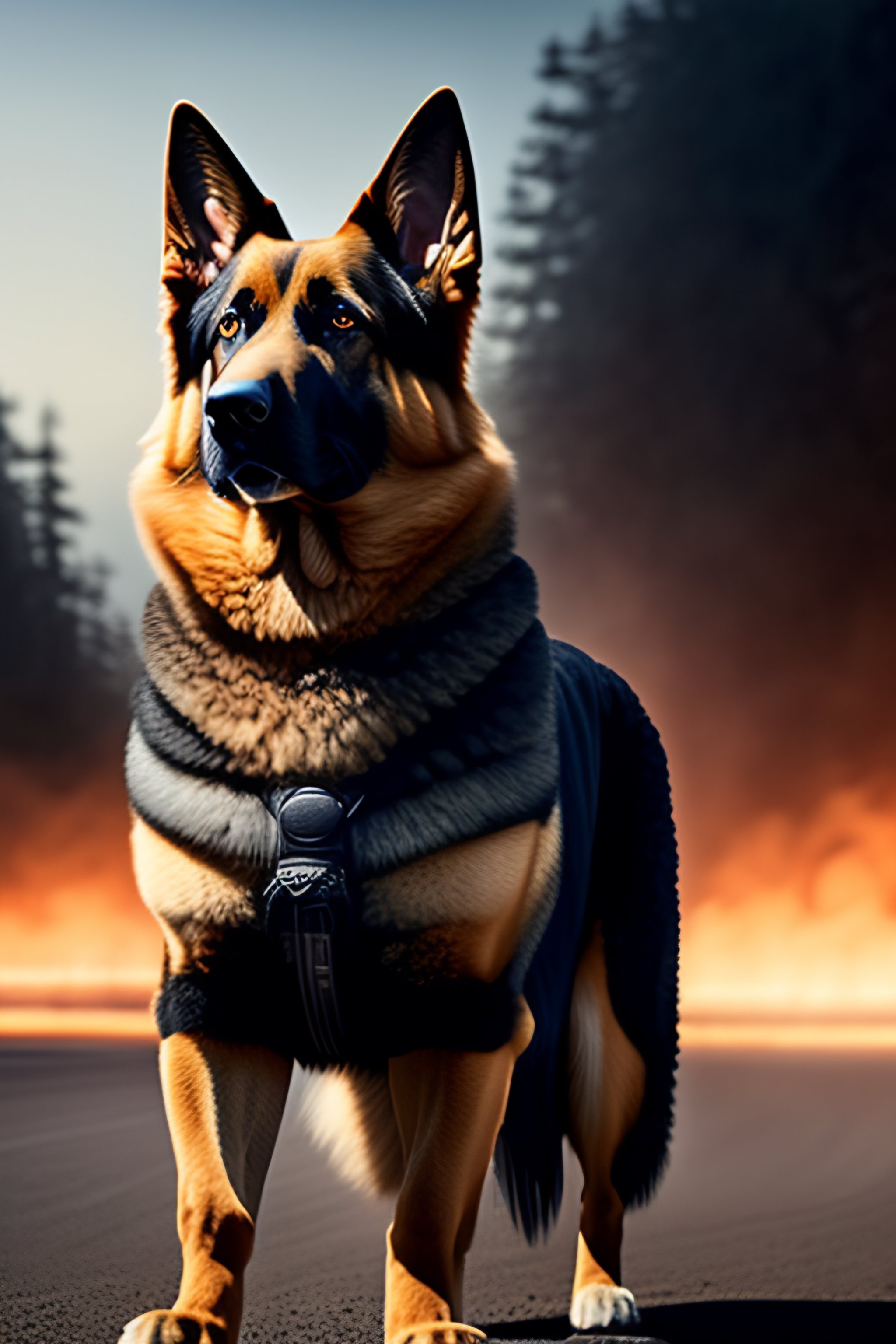 Lexica - A German Shepherd that is bipedal, Wears full plated metal ...