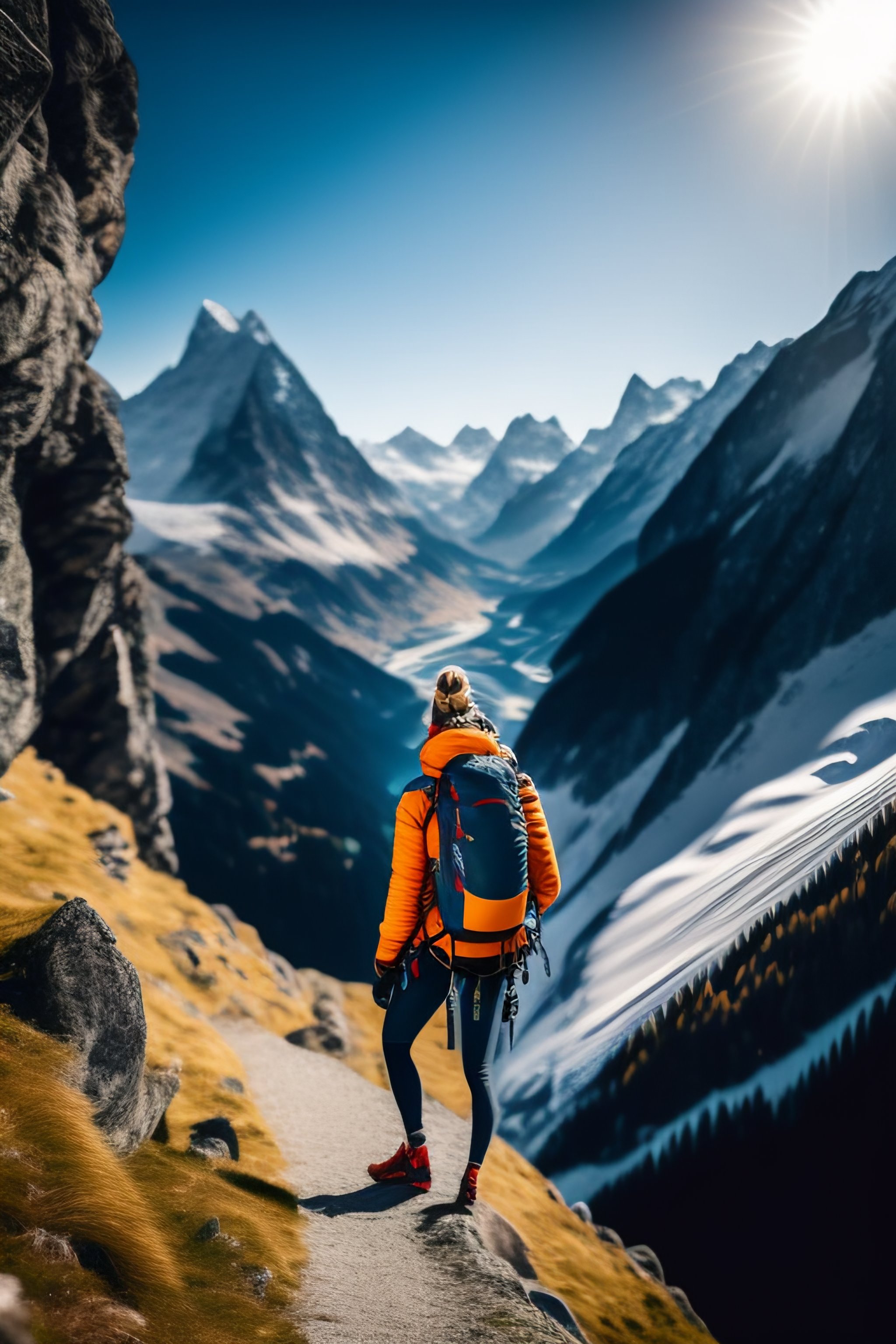 Lexica - A german woman who is a free climber scaling a mountain in the ...