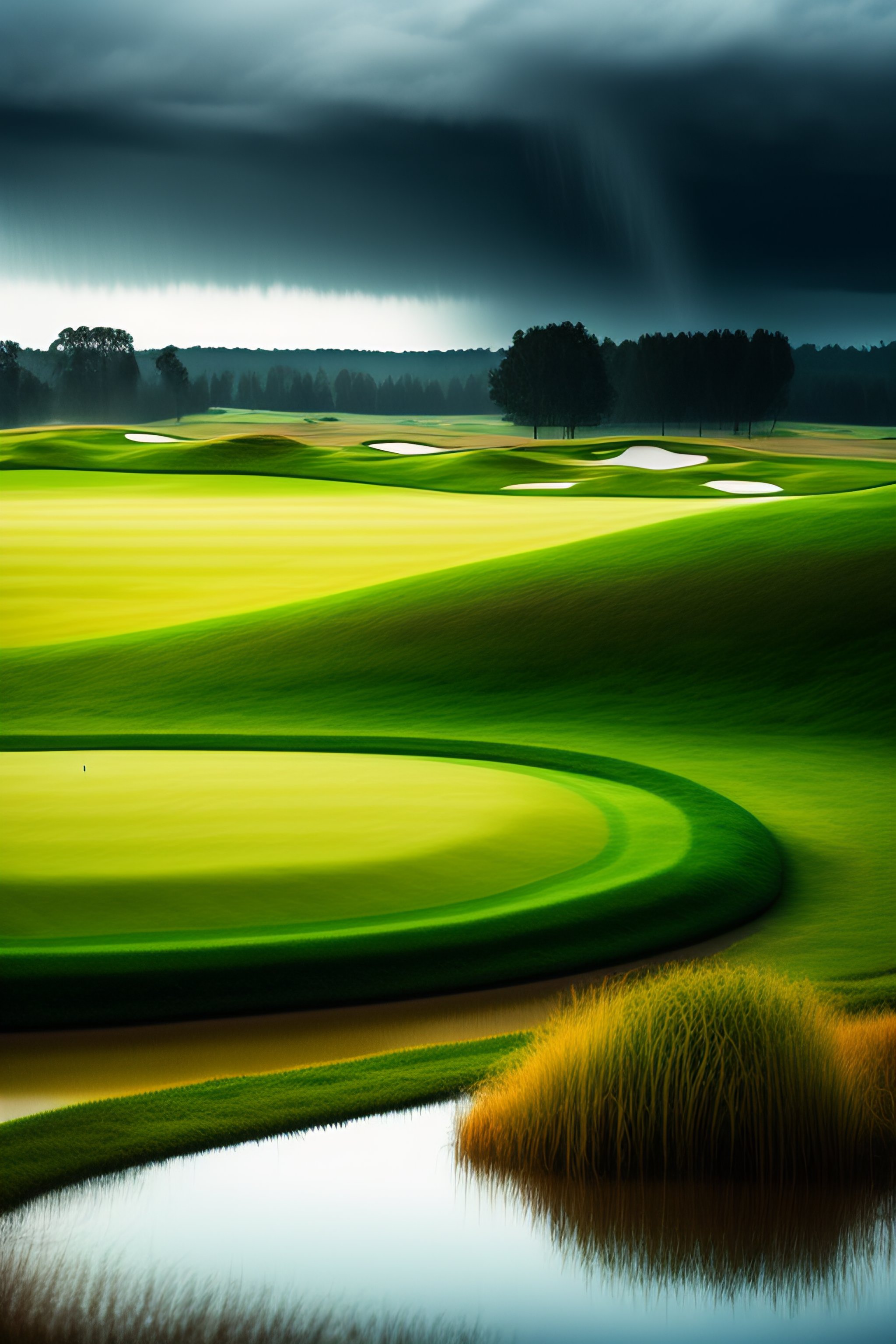 Lexica - Rain storm on a golf course