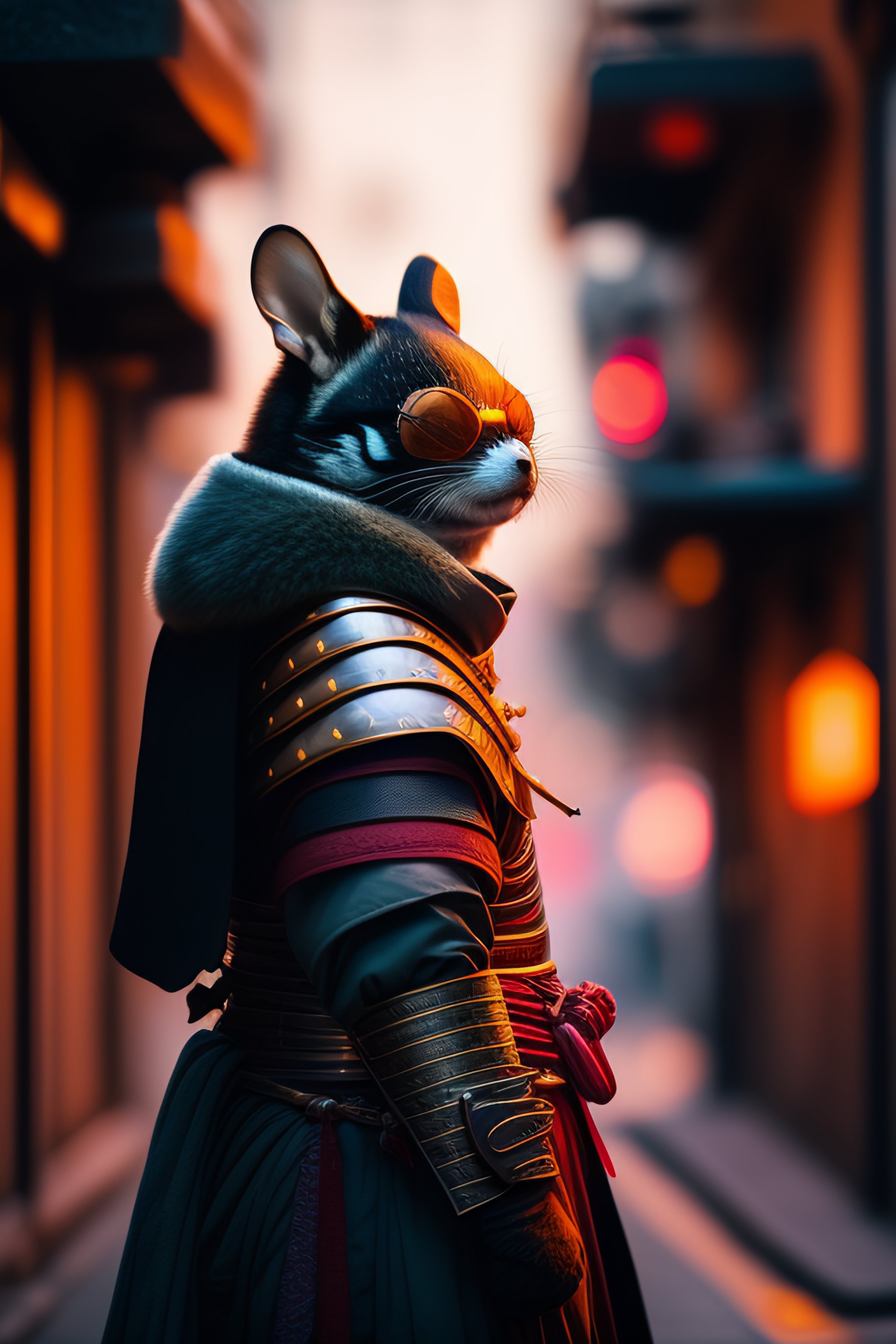 Lexica - Samurai pepe in a cyberpunk alley