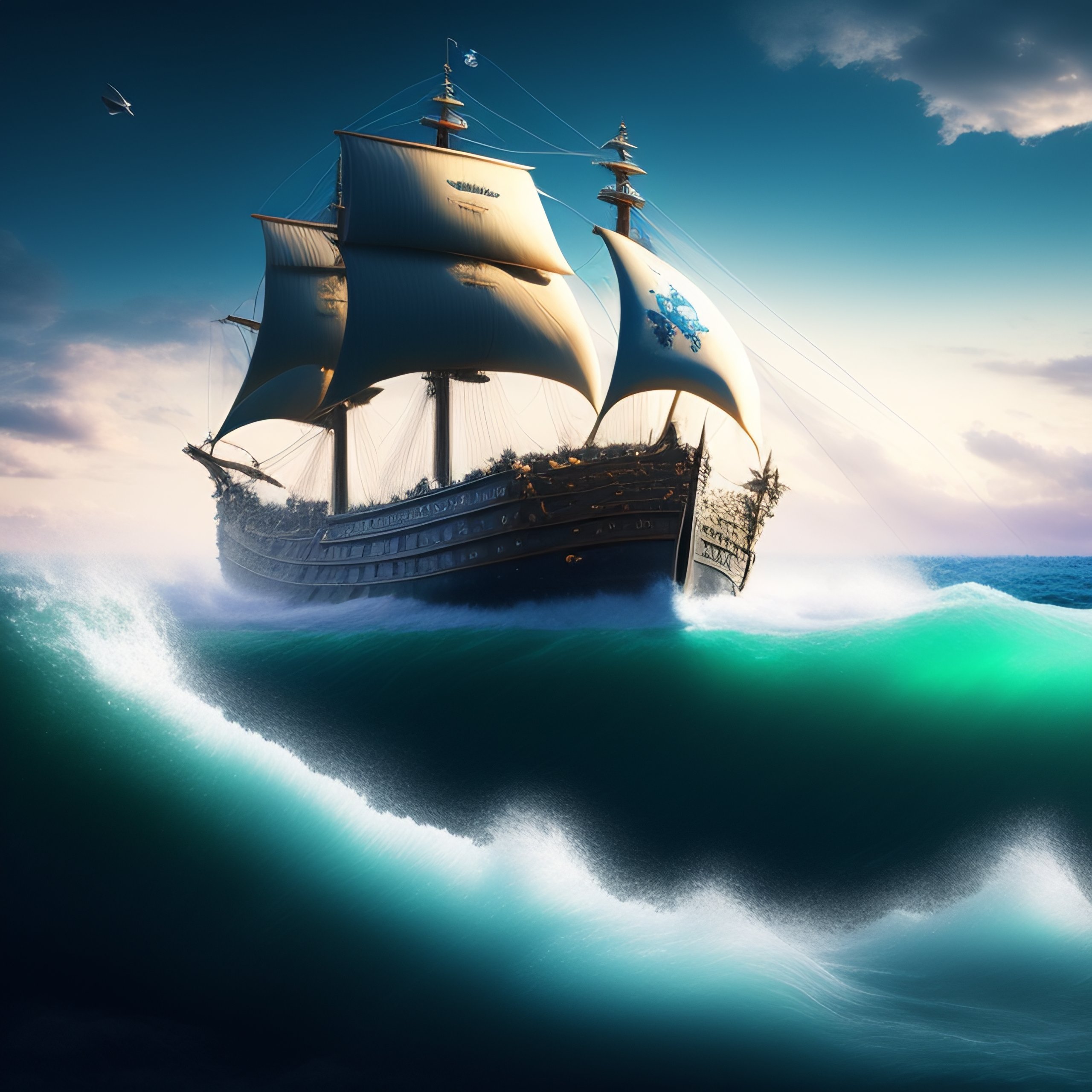 Lexica - The kraken attacking a ship on the ocean