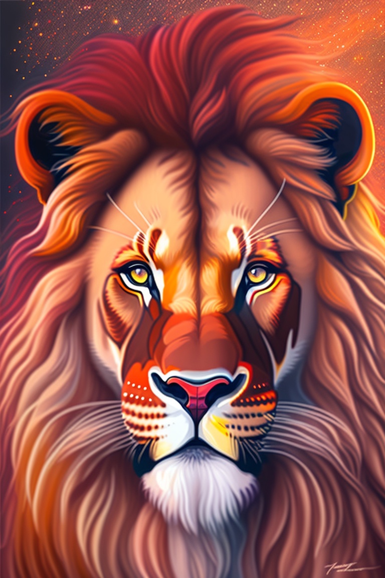 Lexica - Digital illustration style drawing of a lion, empowered image ...