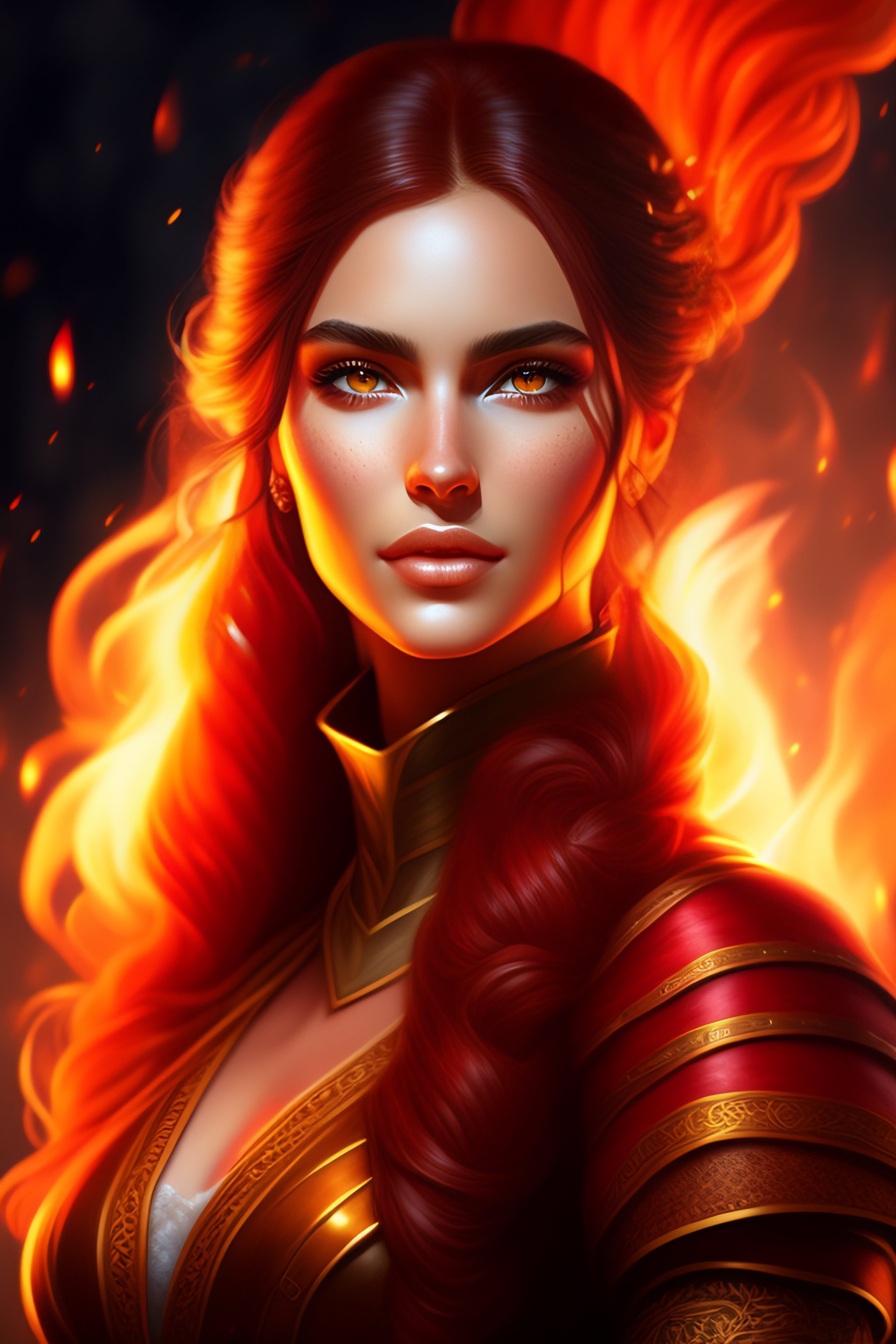 Lexica - Portrait of a beautiful woman surrounded by fire, portrait of ...