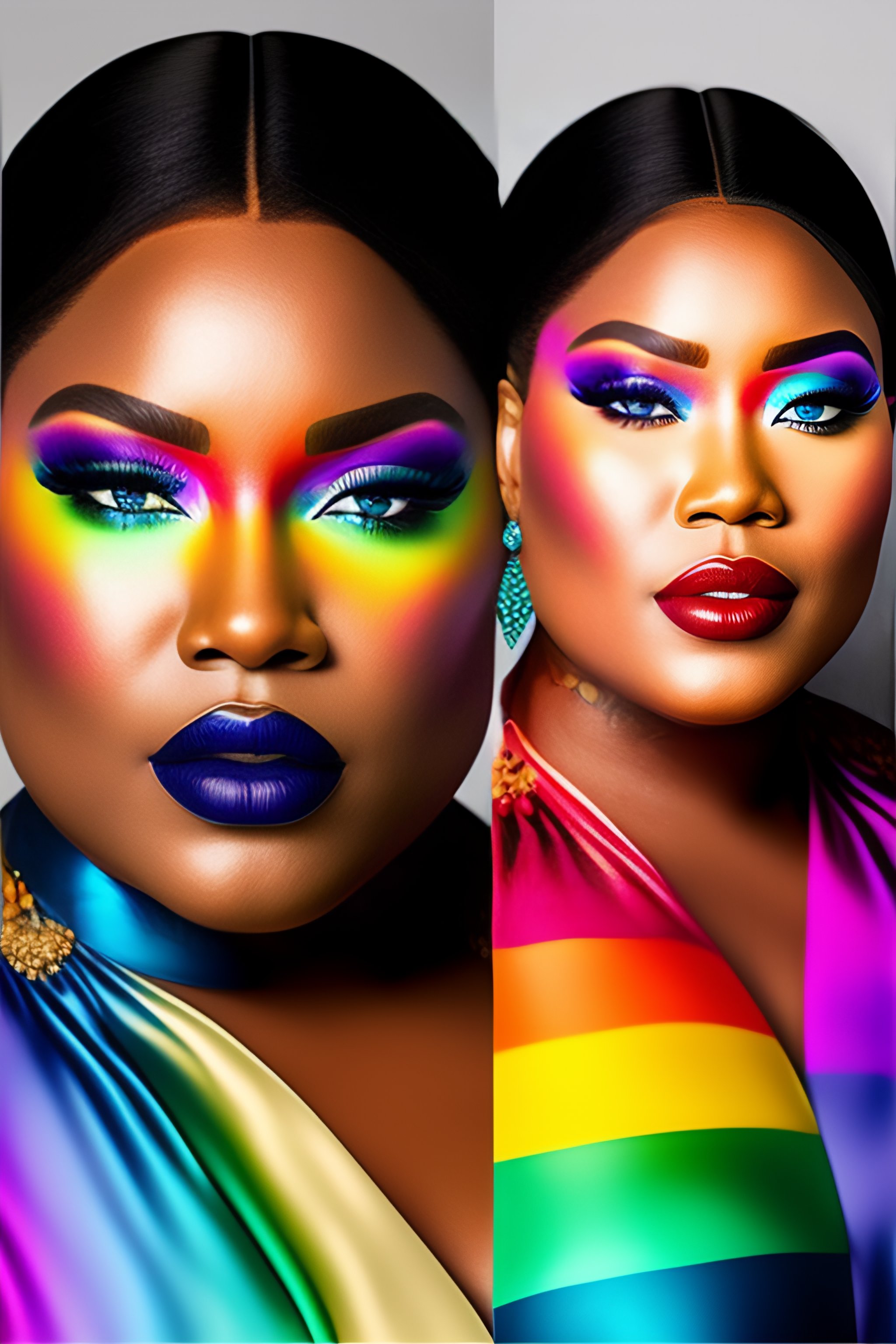 Lexica - Plus size model transgener layboy rainbow color make up