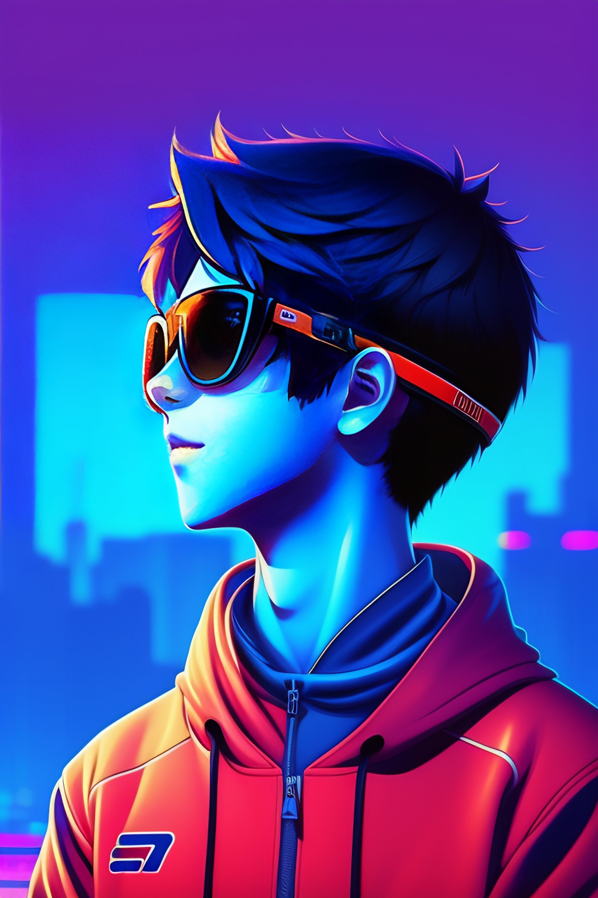 Lexica - Logo style, a silhouette of a gamer boy, cartoon style, blue ...