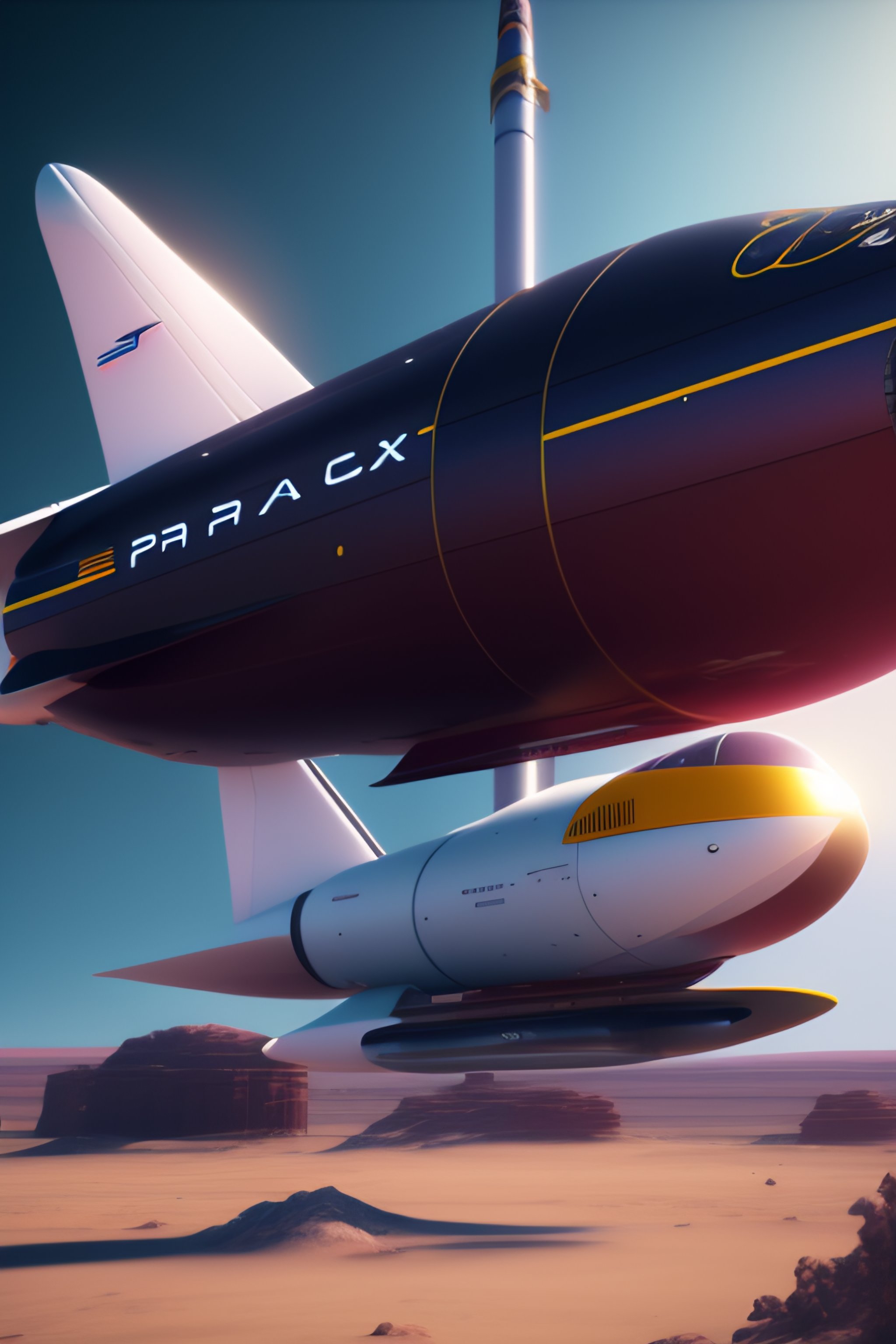 Lexica - Photograph of Spacex starship on top of heavy Falcon rocket ...
