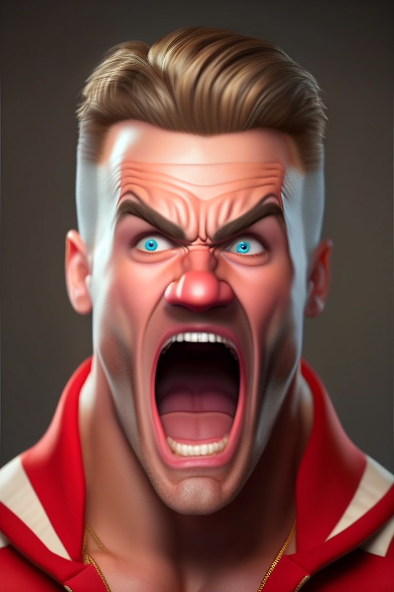 Lexica - An exaggerated and intense expression of anger on his face ...