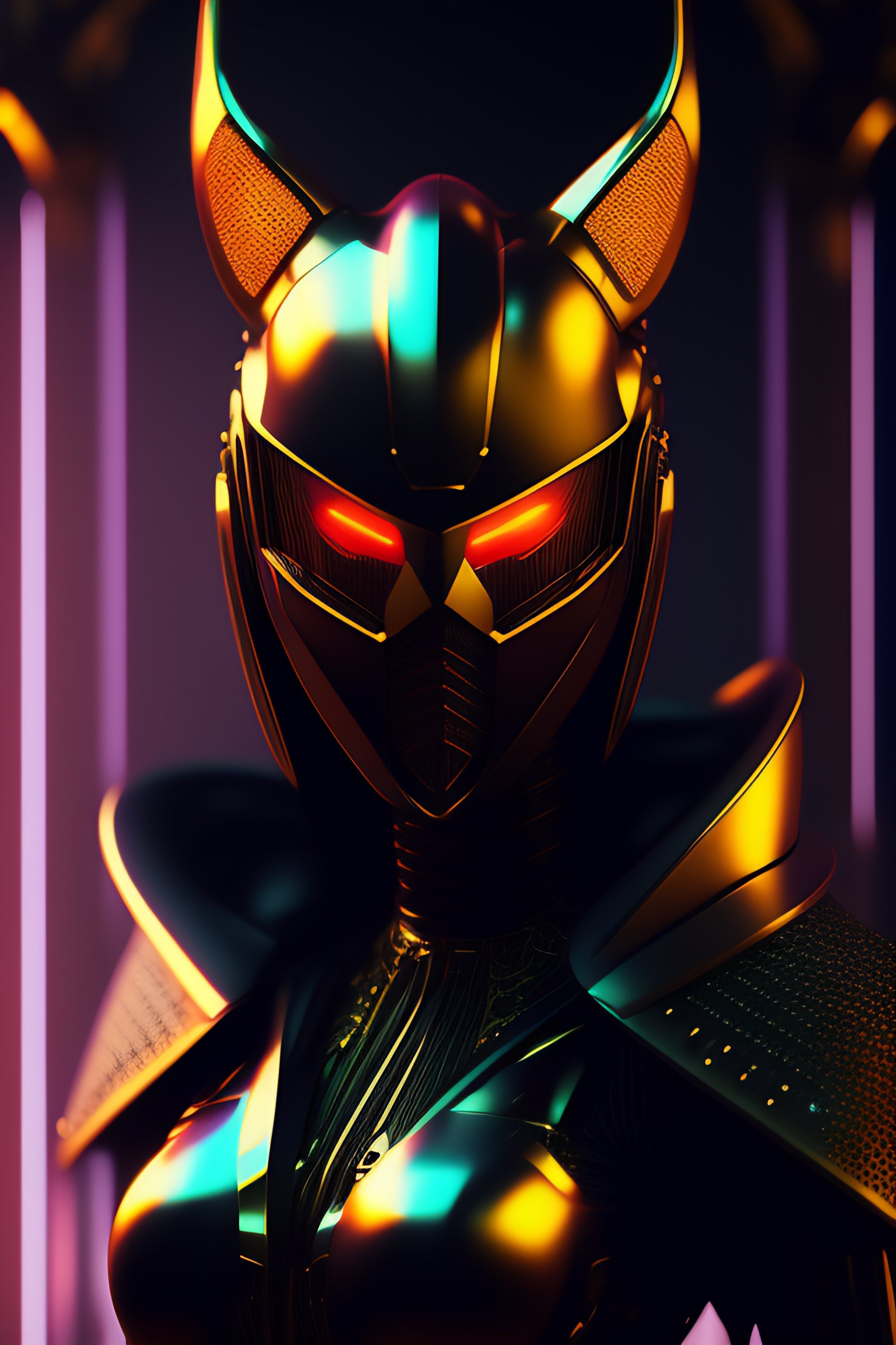 Lexica - Cyber punk, oni mask, 3 d render beeple, compound eye of ...