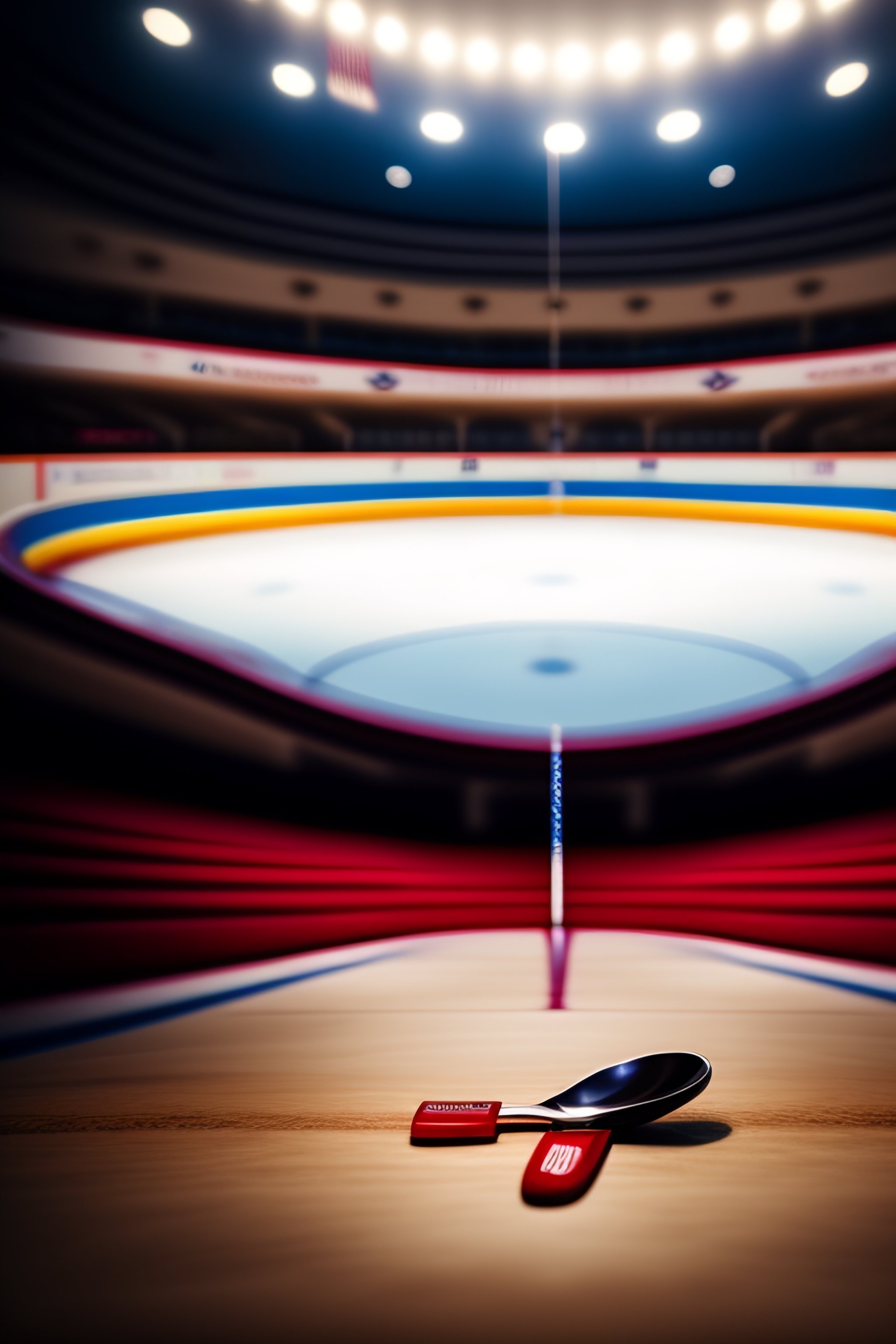 Lexica - Hockey Arena with a Spoon in the middle of the picture. Make ...