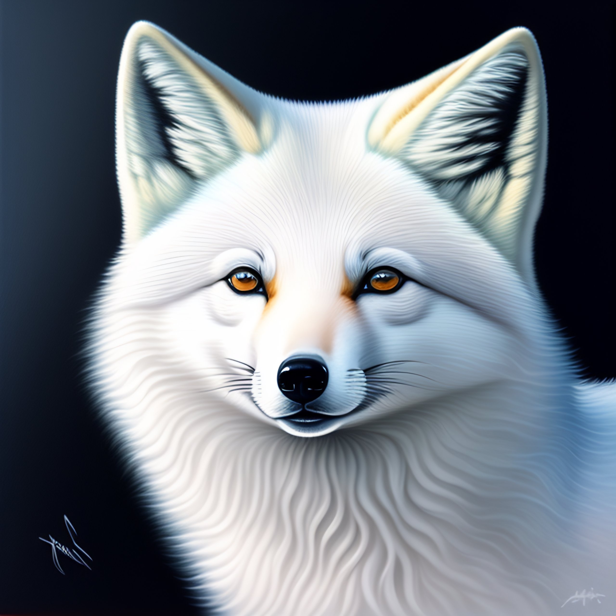 Lexica - Portrait of arctic fox, snowing, realistic, acrylic paint, ink ...