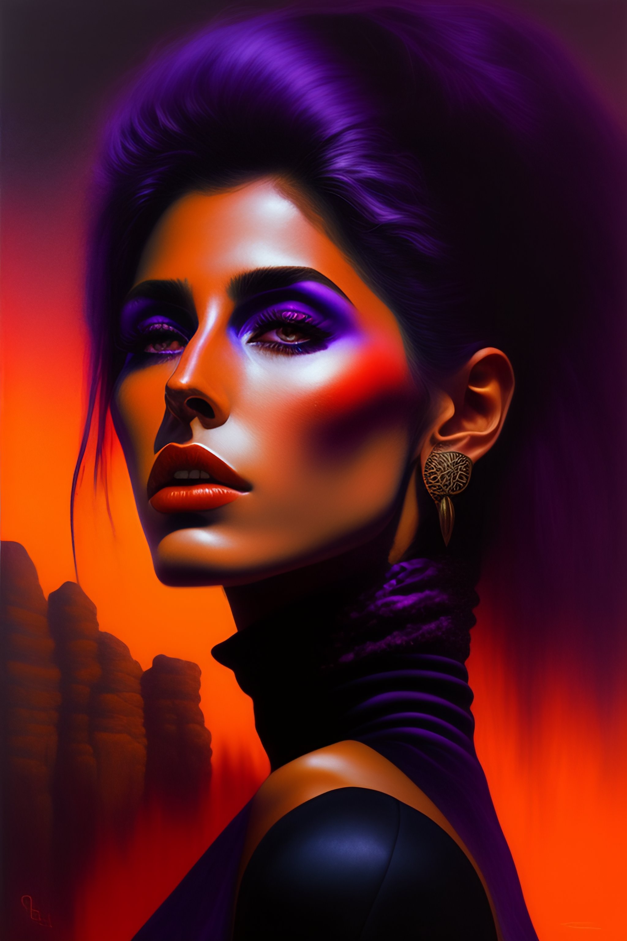 Lexica - Beksinski mortal kombat dark purple female character with ...
