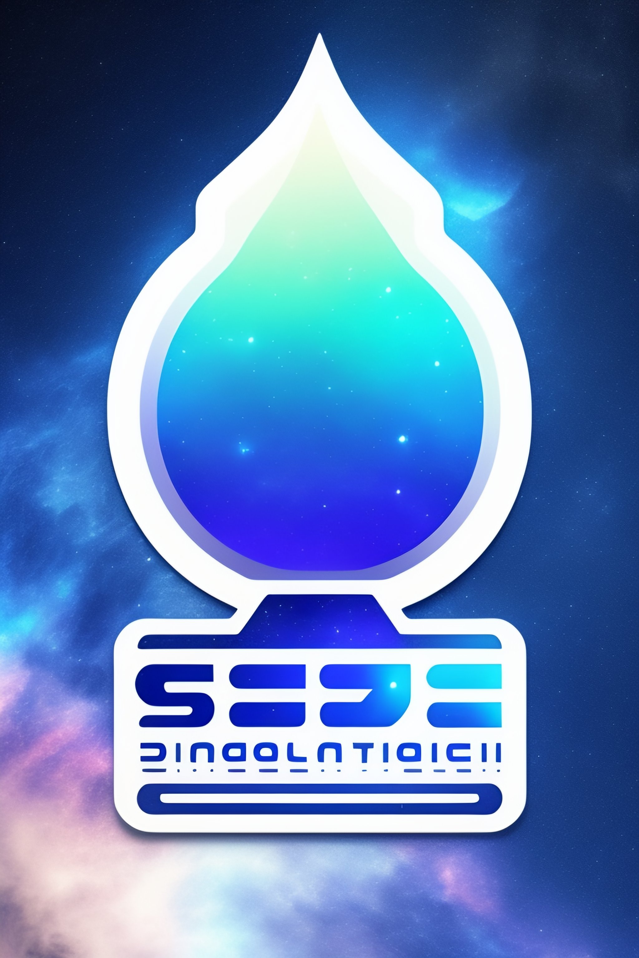 Lexica - Minimal blue fire galaxy yeti logo on white background