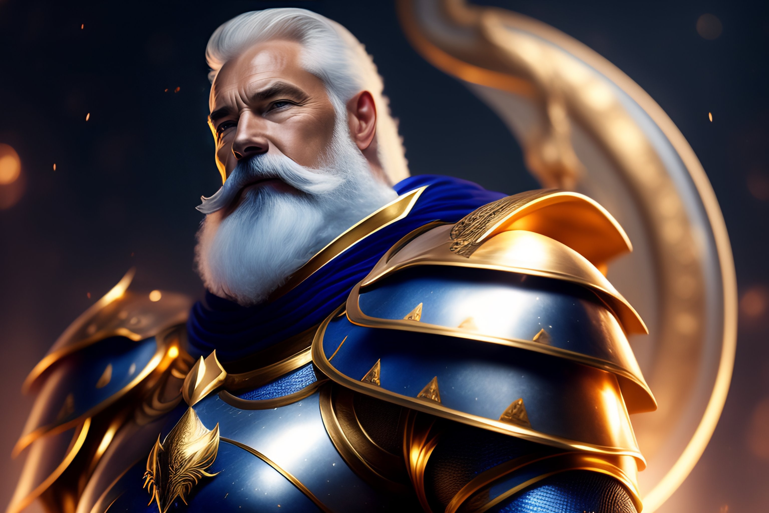 Lexica - 60 year old male white human, white bearded, using a golden ...