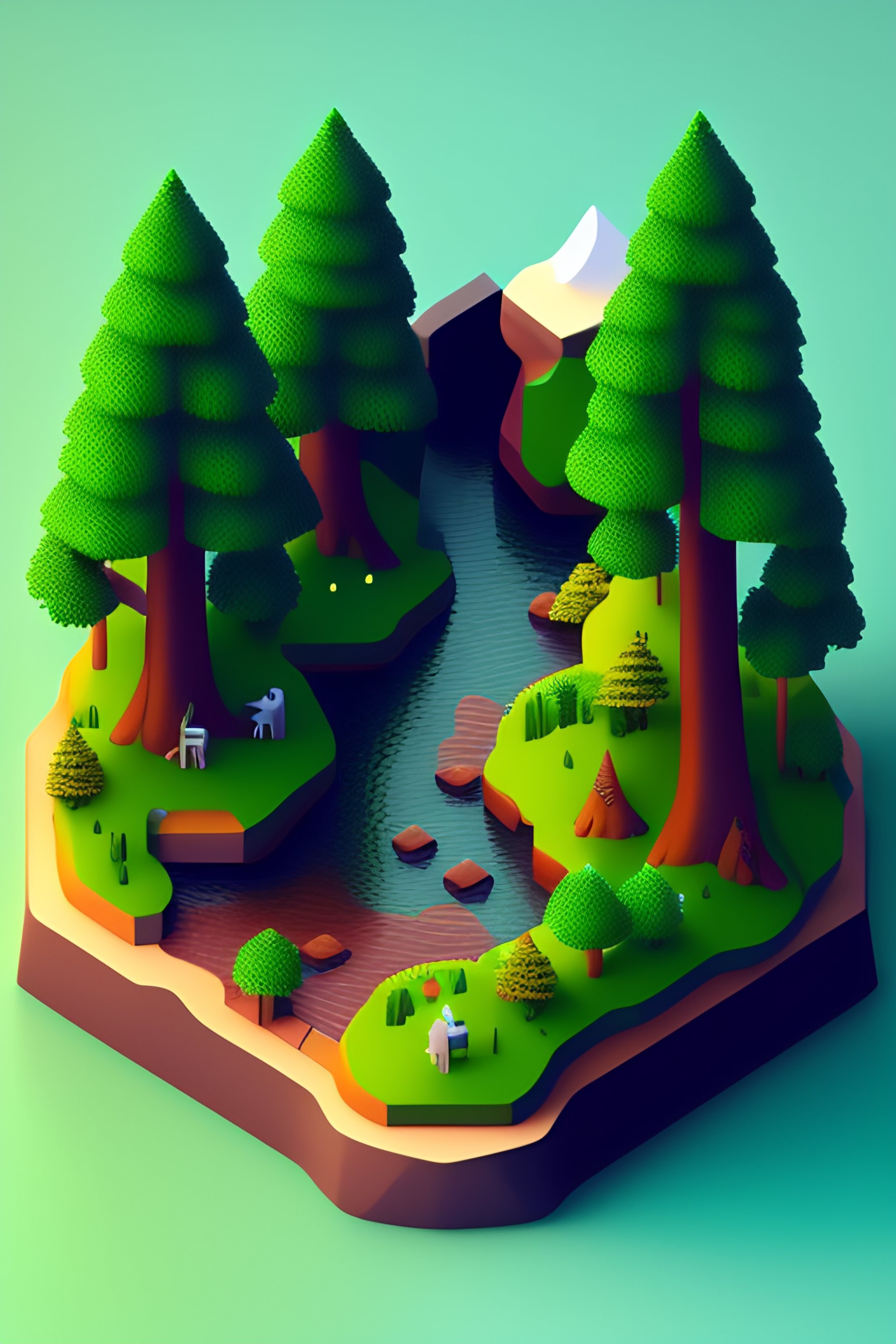 Lexica - Detailed isometric forest with river, pixel art, c4d, full ...