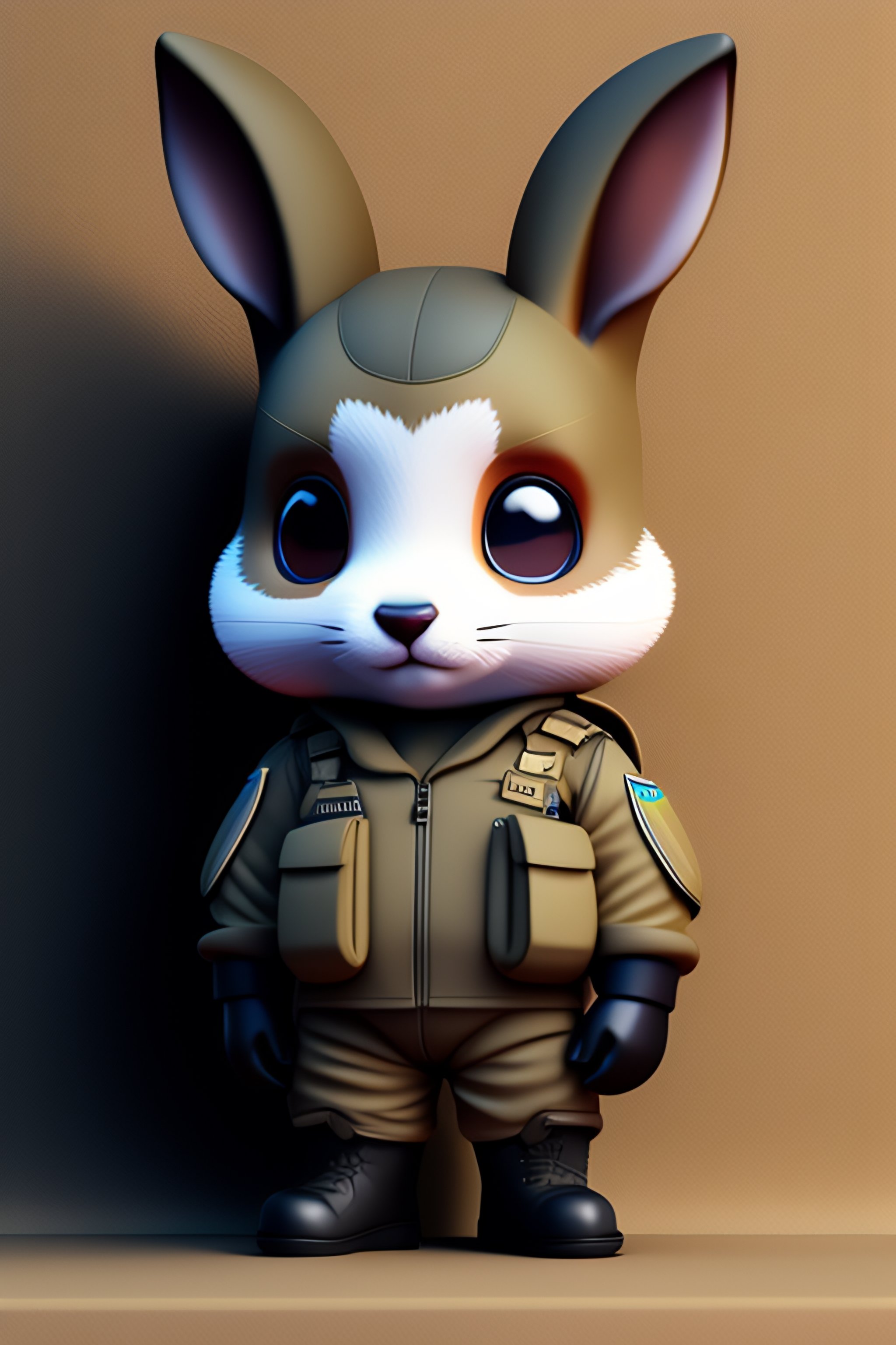 Lexica - Cute and adorable cartoon rabbit in army khaki suit an anime ...