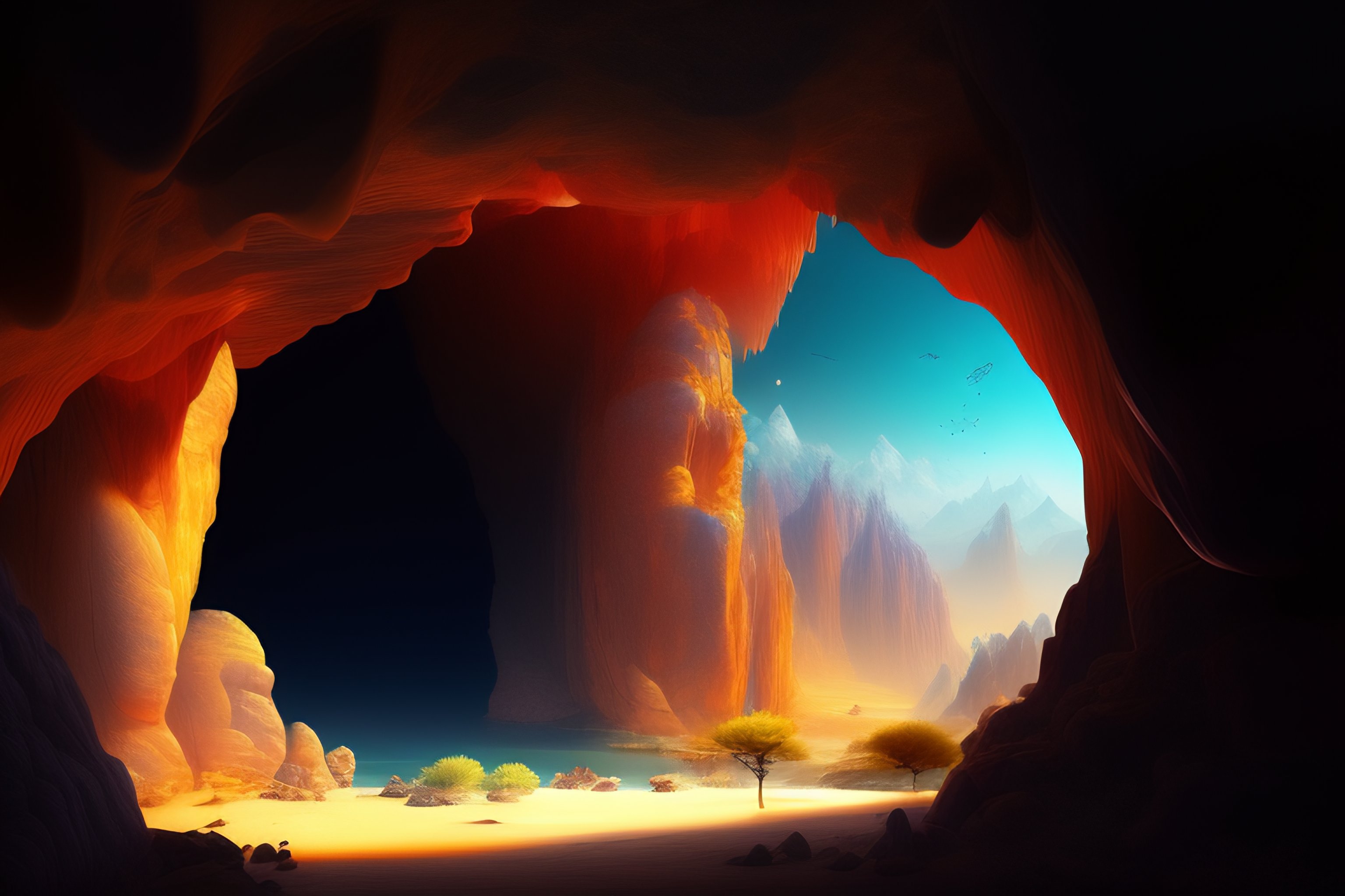 Lexica - Scenario of a mysterious cave, illustration, sci-phi ...