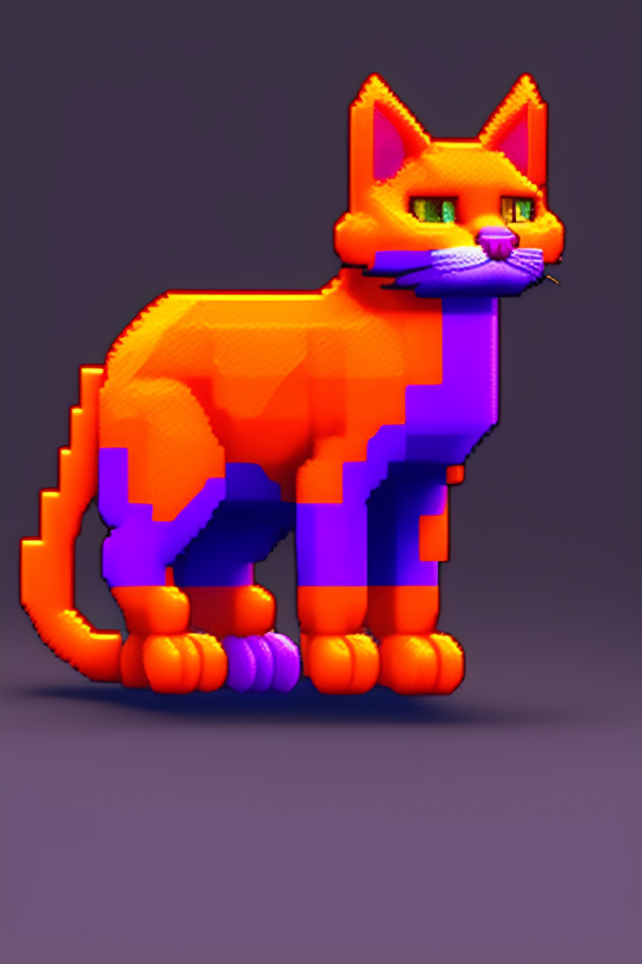 Lexica - A 2d 16-bit pixel orange cat video game sprite with purple ...