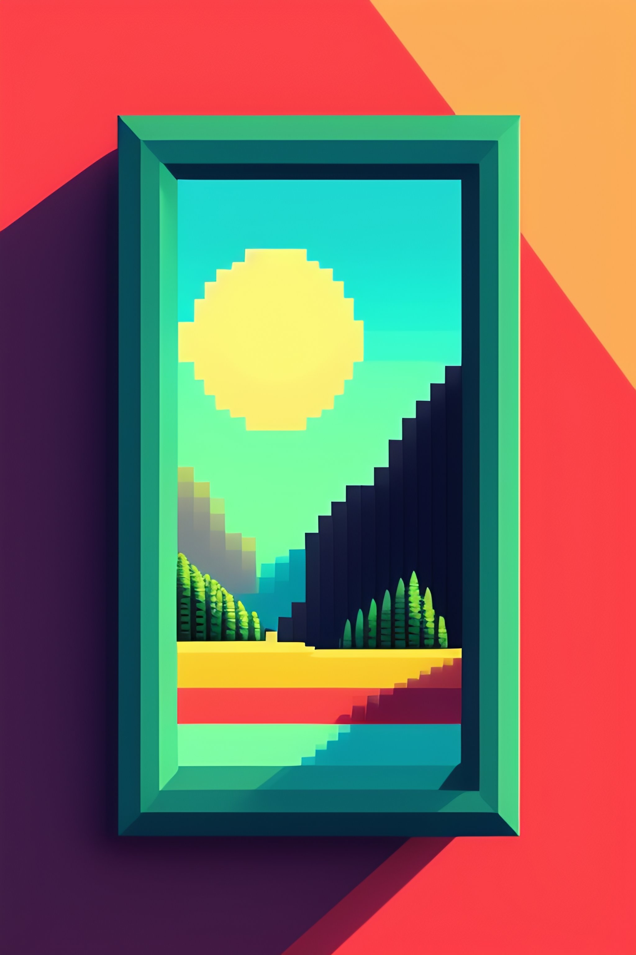 Lexica - Superb minimalism, landscape, summer, pixel art, sunny day ...
