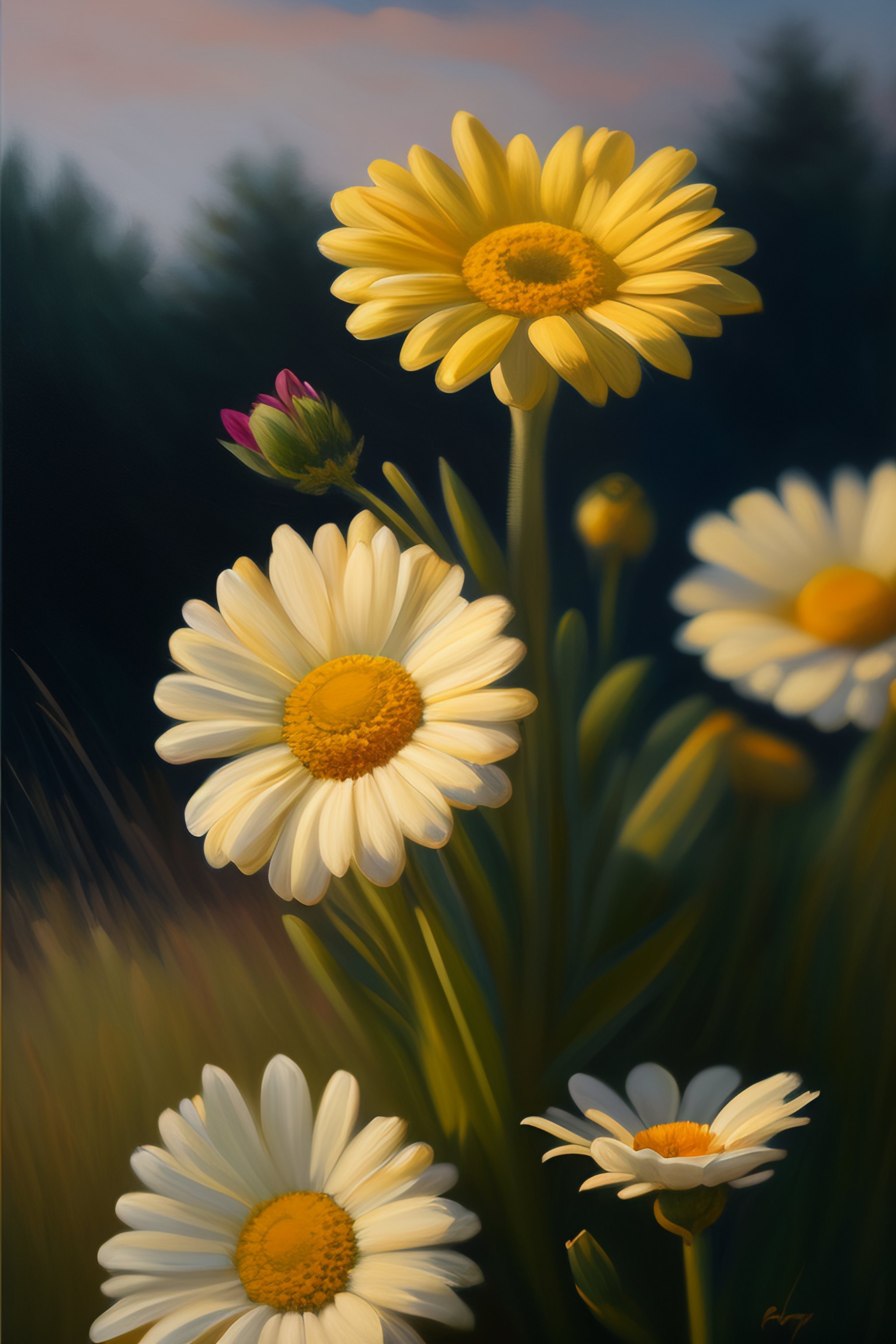 Lexica - Daisy oil paintings