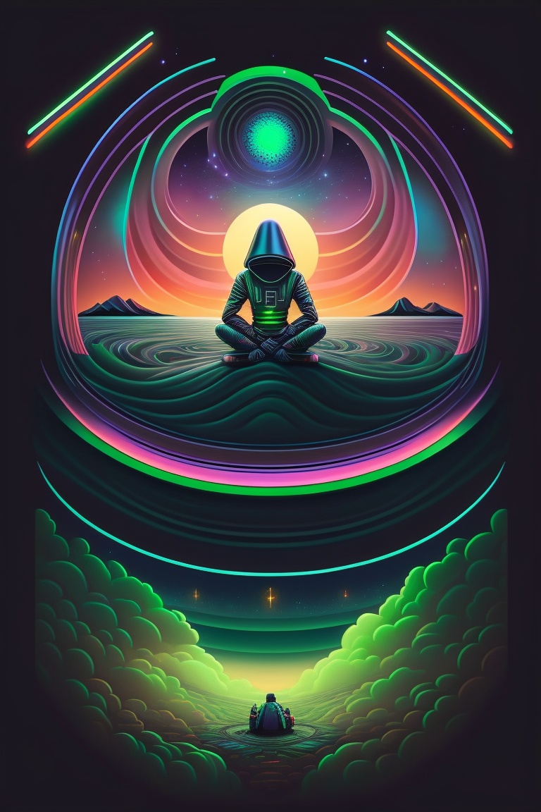Lexica - A psychedelic illustration inspired by Dan Mumford. A Roswell ...