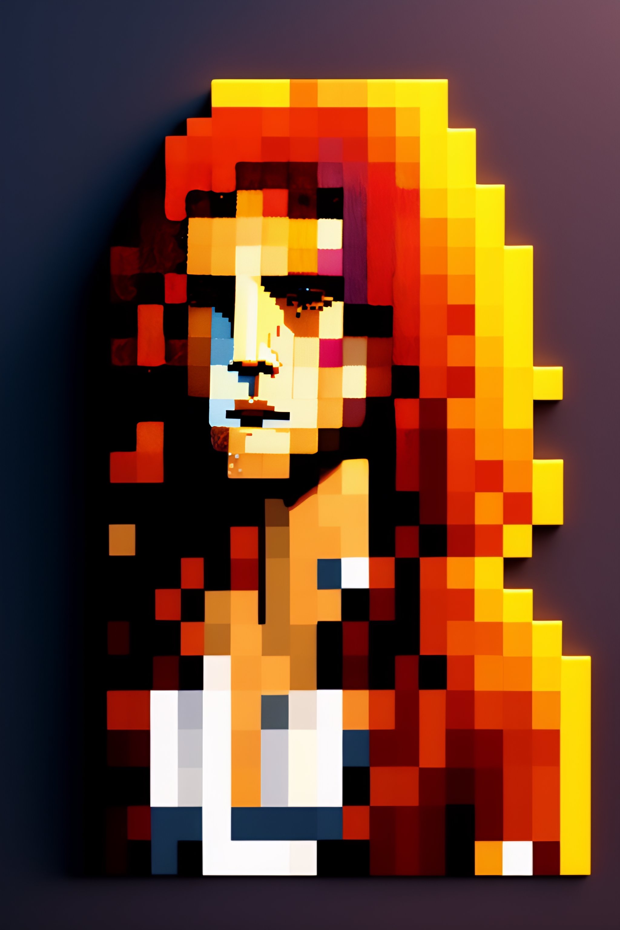 Lexica - Man with long curly hair pixel art good definition