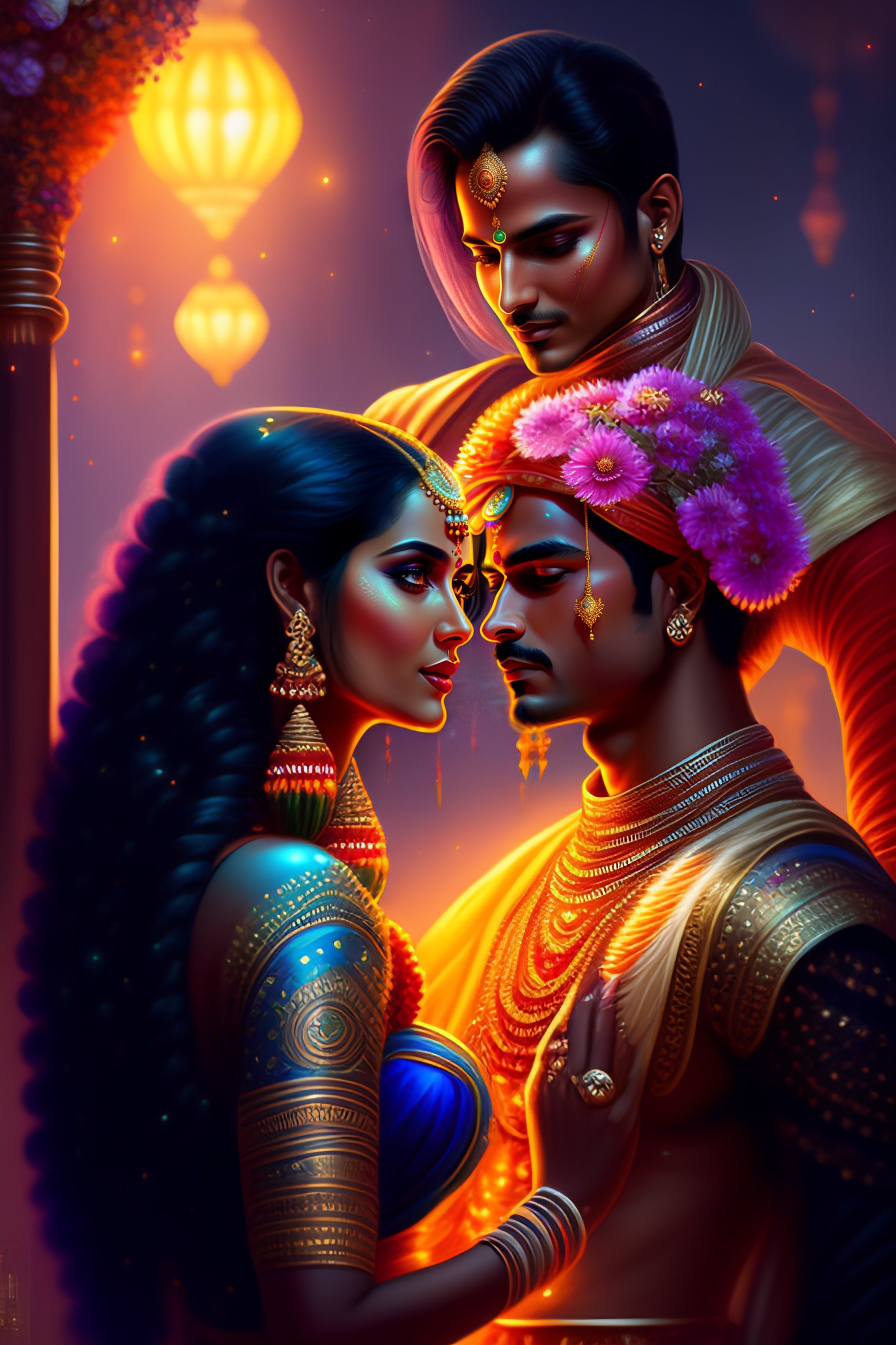 Lexica - An indian android man gives a bouquet of flowers to a ...