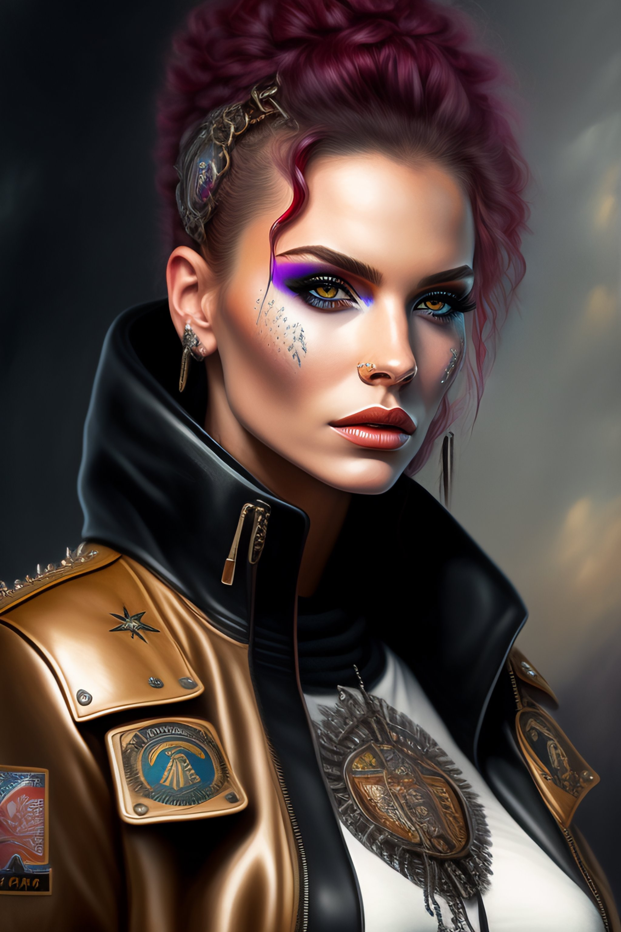 Lexica - Cute punk scull girl, mad max jacket, renaissance, cables on ...