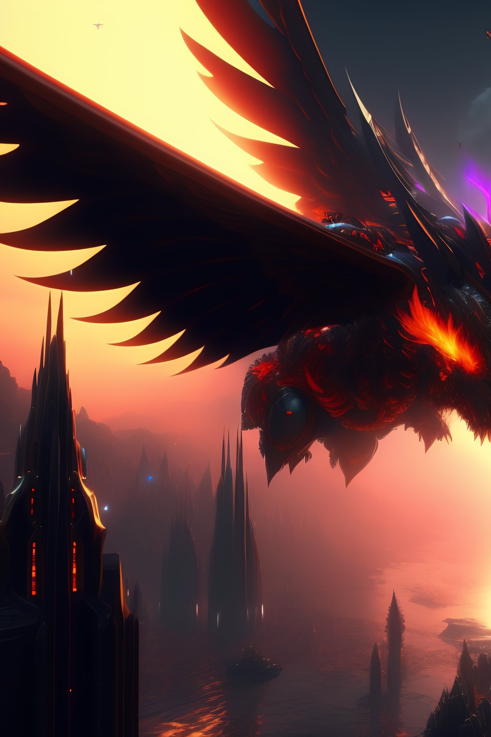 Lexica - Spawn with wings in hyperrealistic cyber hell 4k