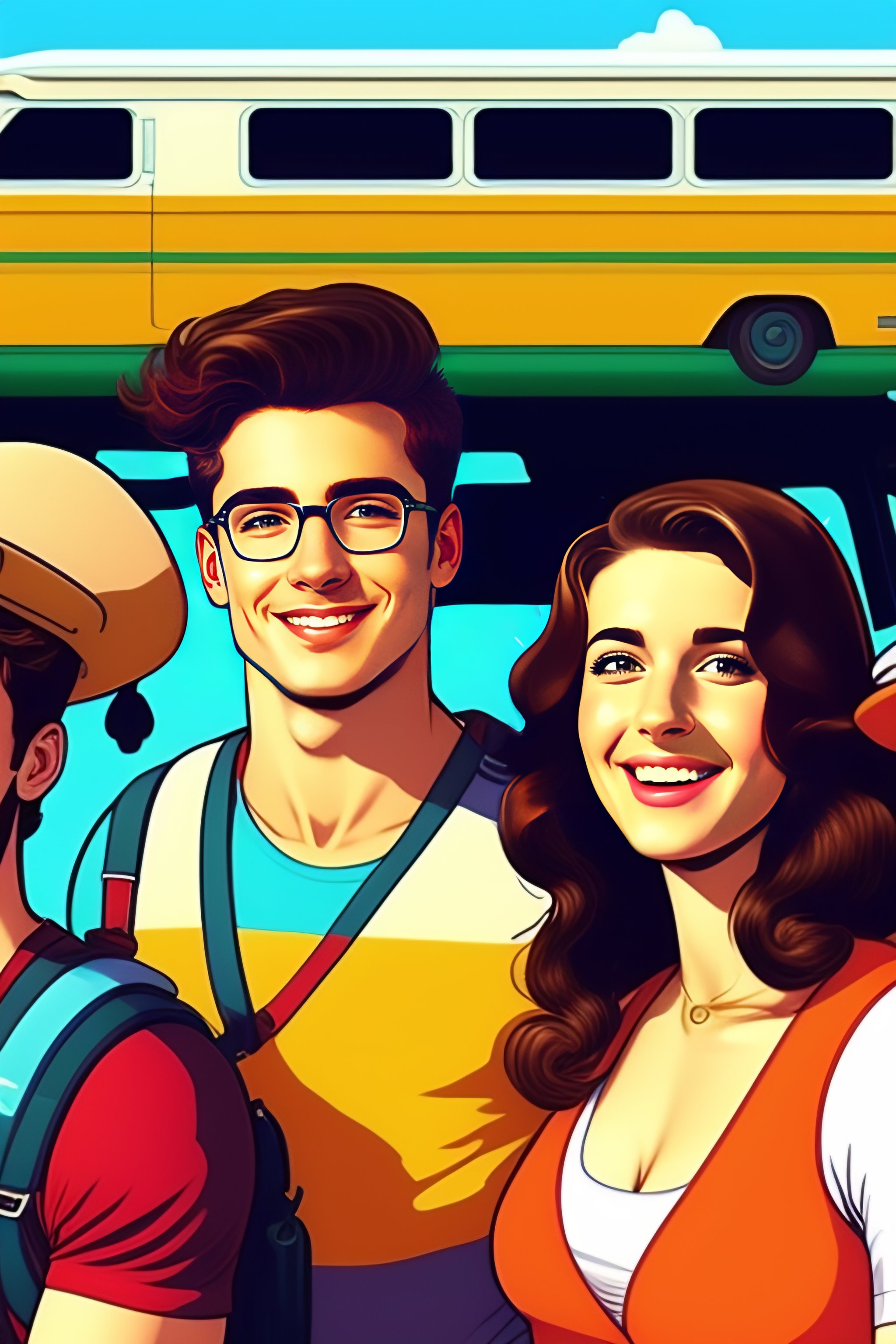 Lexica - Comic style, four college students named Jake, Lucy, Rachel ...