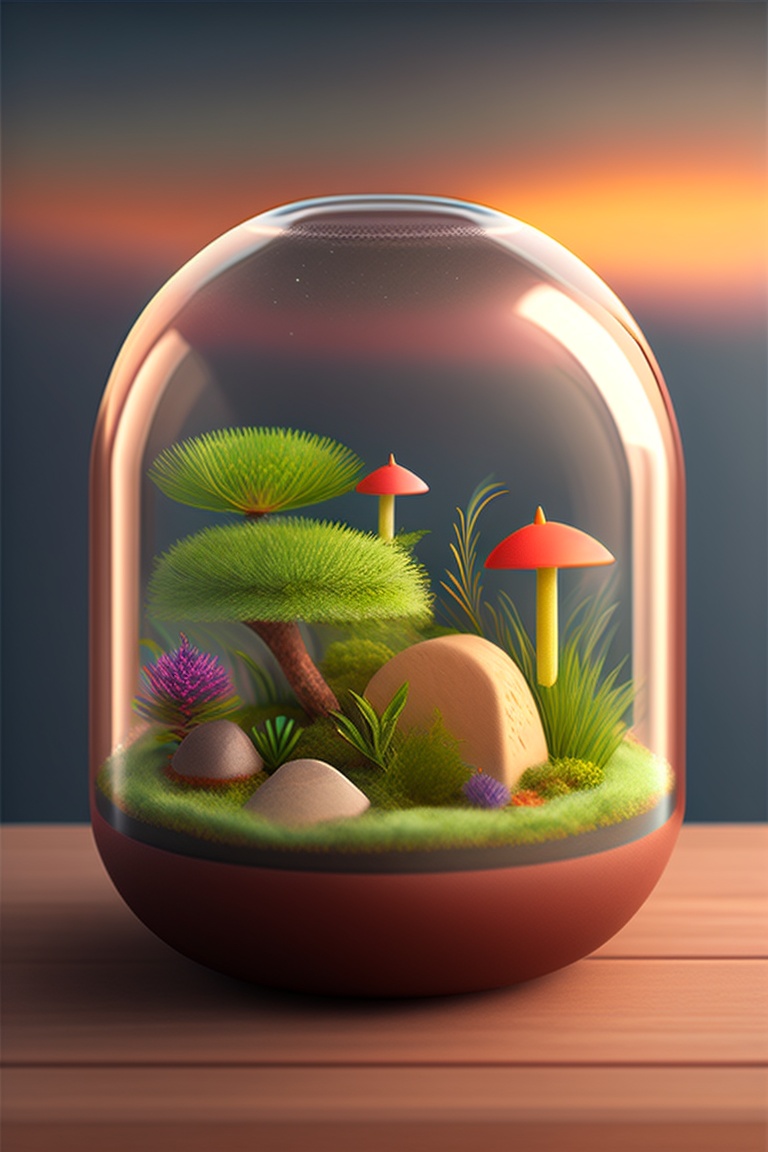 Lexica - Cute terrarium with a little mushroom