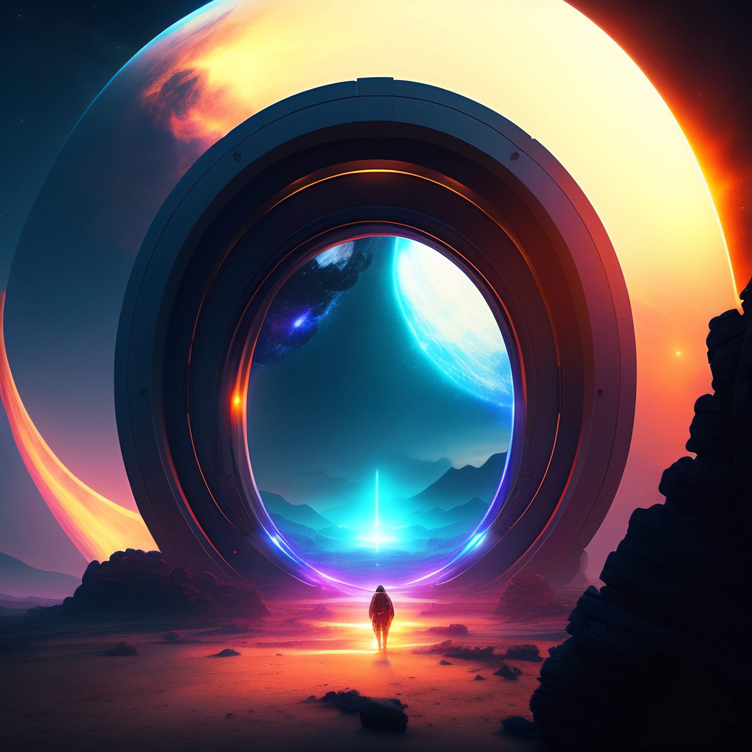 Lexica - Photograph of a glowing intergalactic star gate that was ...