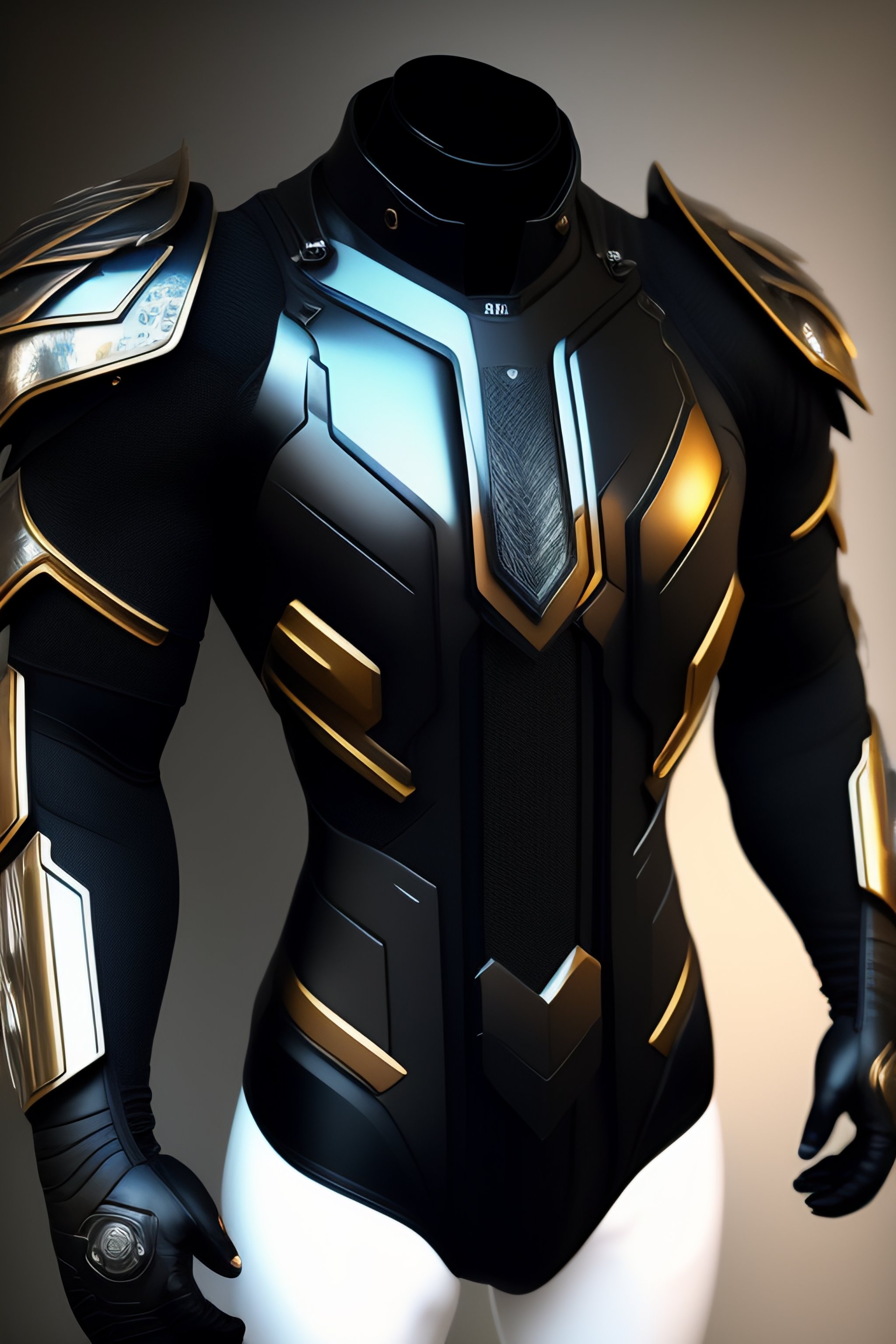 Lexica - Cyberpunk armour made of black titanium and some crystal ...