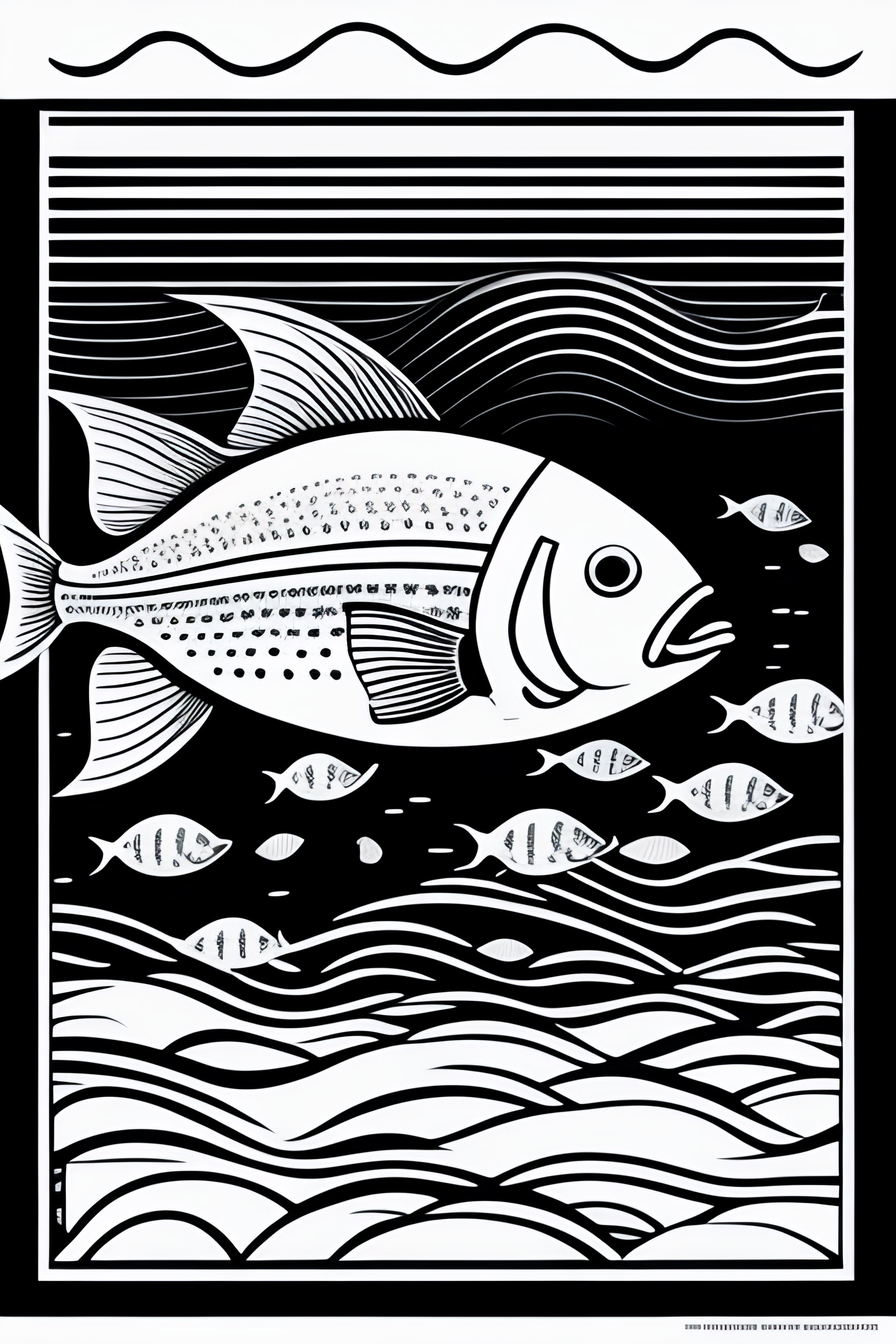 Lexica - Highly detailed vector image rectangle ocean fish monotone ...