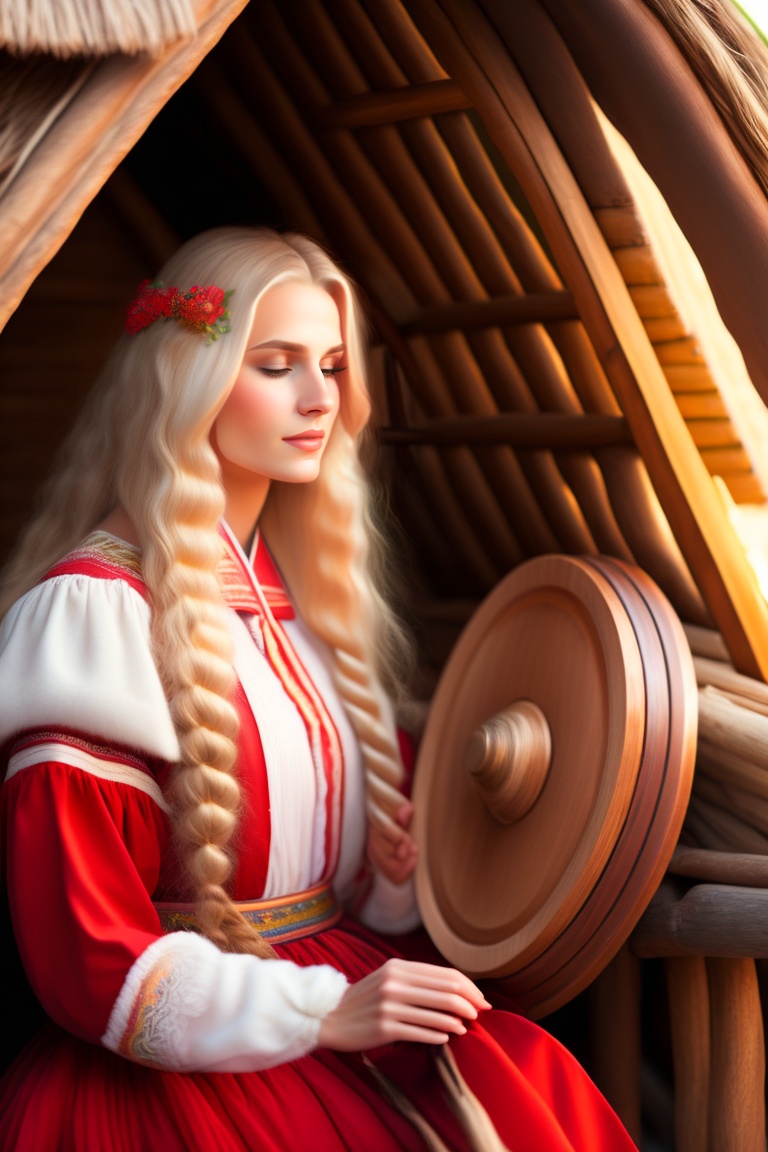 Lexica - Slavic goddess Makosh, a woman, a beautiful face, sitting at a ...