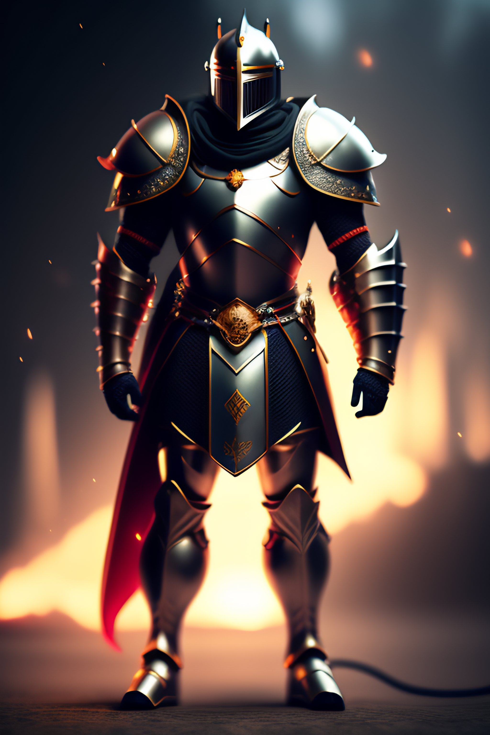 Lexica - Medieval knight with futuristic armor and electronic gadgets