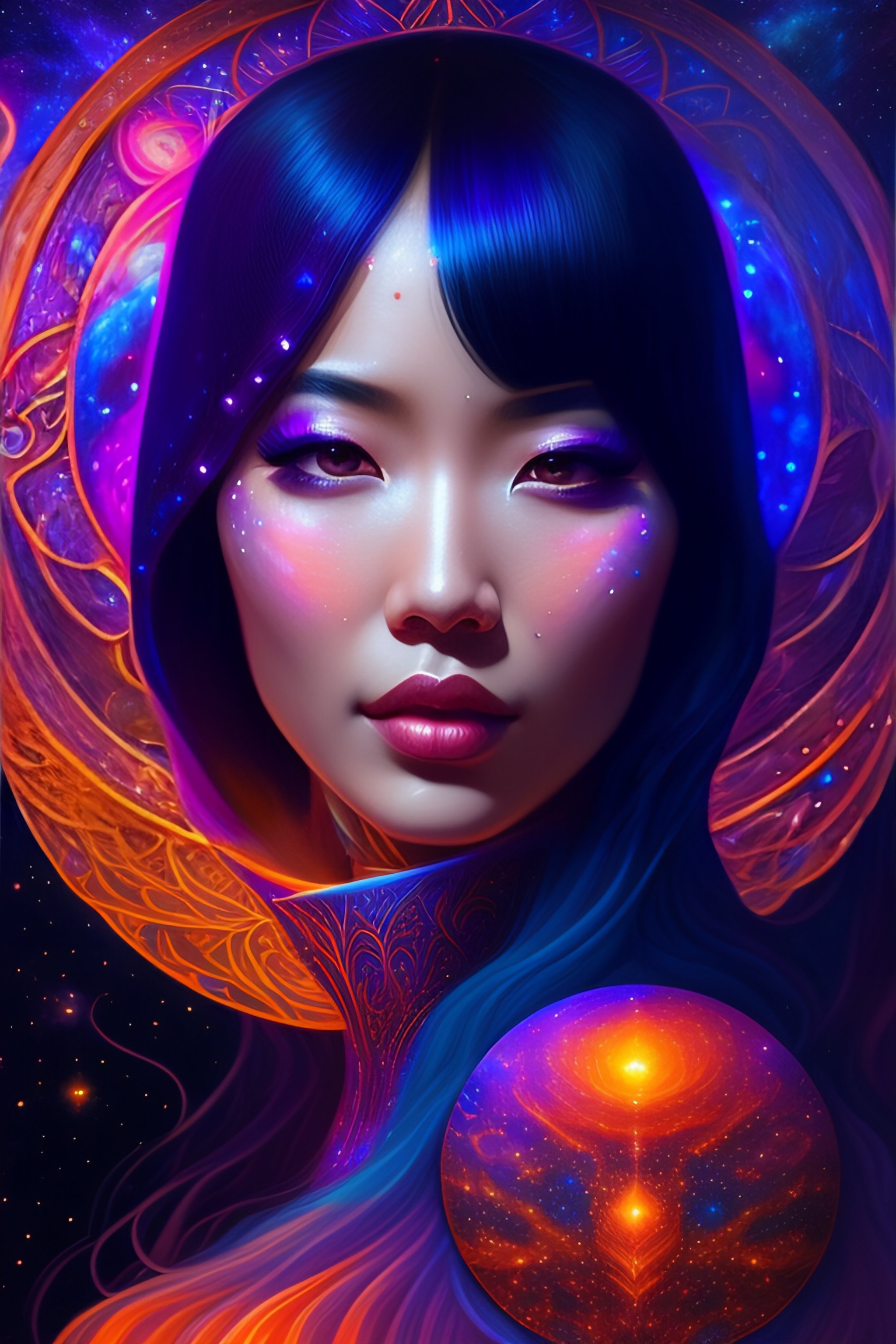Lexica - Cosmic sorceress, nebulas, galactic, Concept art portrait by ...