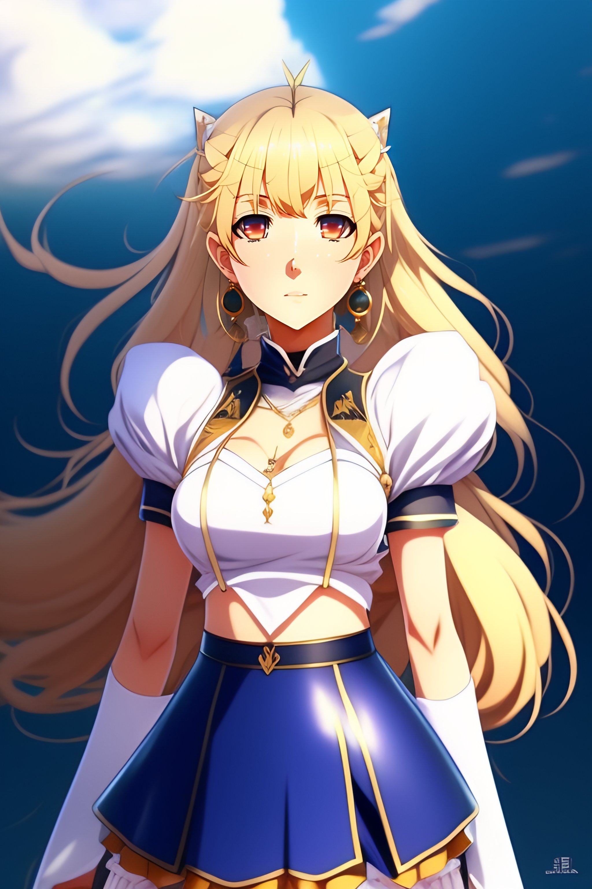 Lexica - Fgo blond haired anime girl in a blue skirt